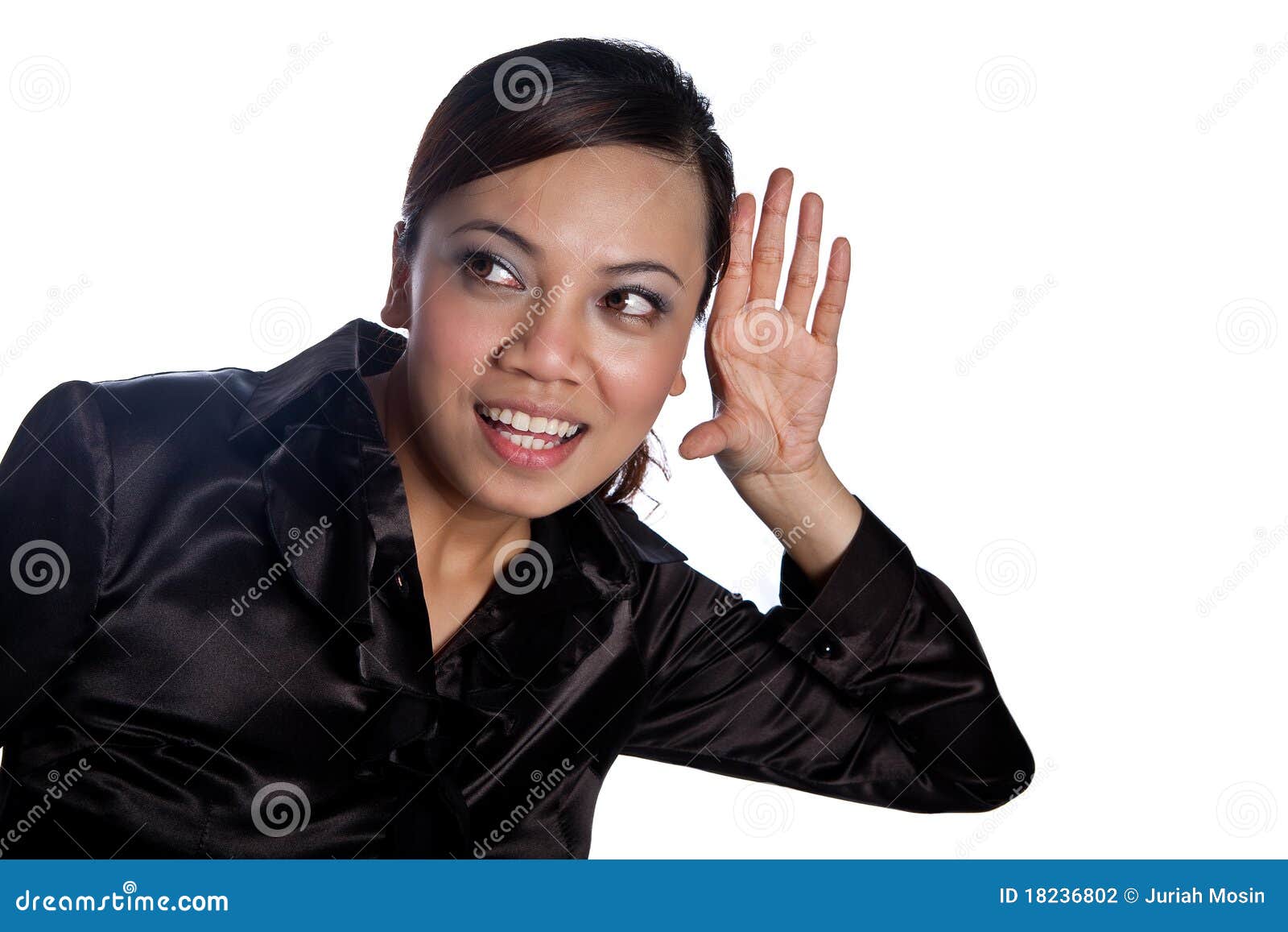 Asian Businesswoman Eavesdropping, Isolated Stock Photo - Image of hair ...