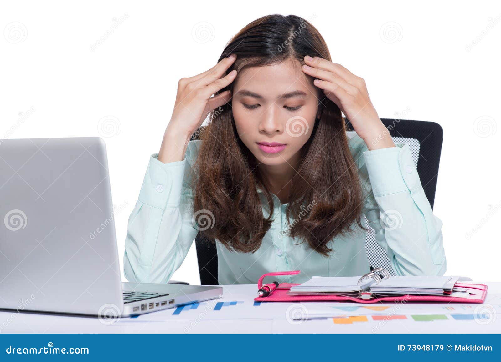 Asian Businesswoman Having Headache at Work Stock Image - Image of ...