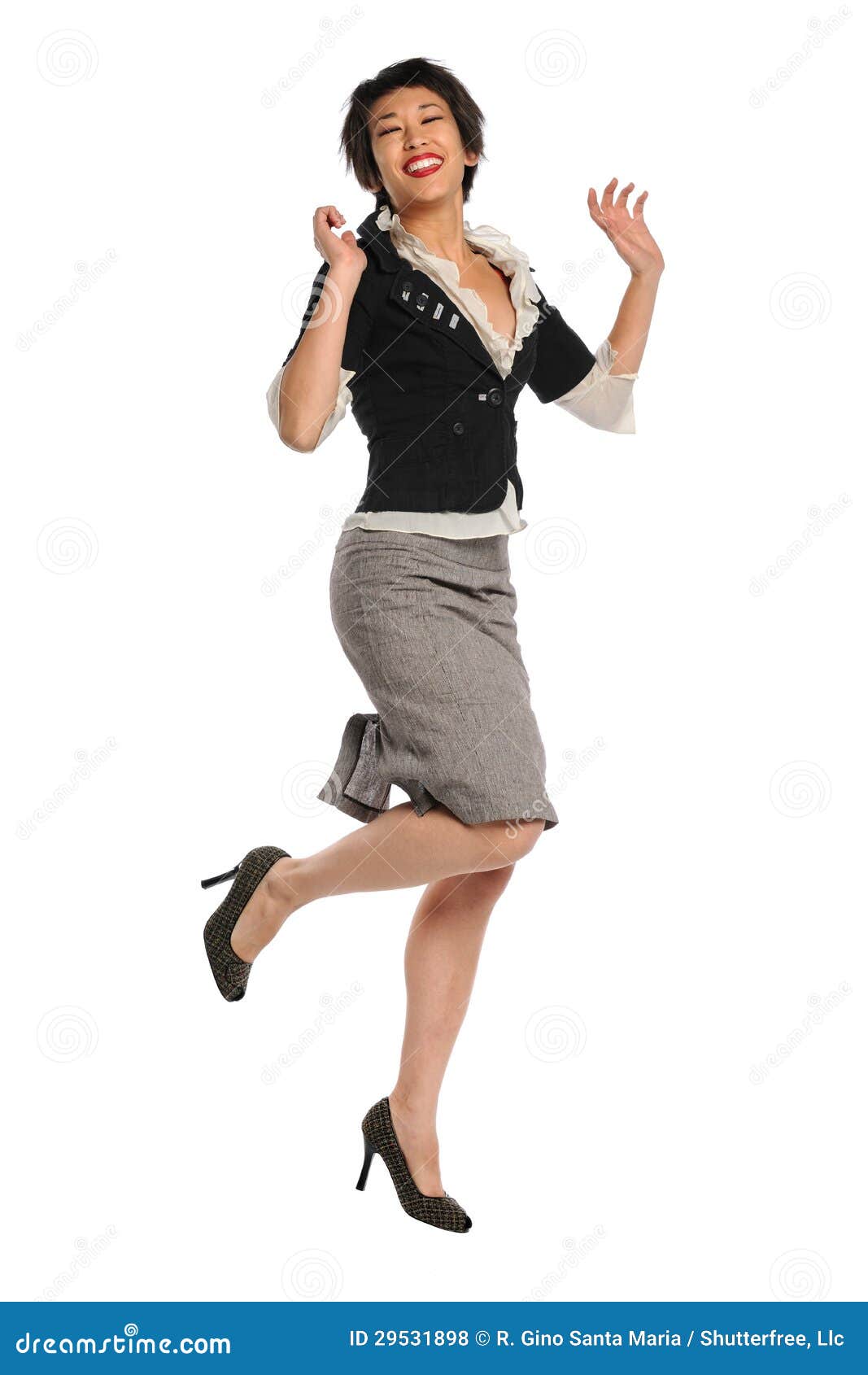Asian Businesswoman Jumping Stock Photo - Image of cute, american: 29531898