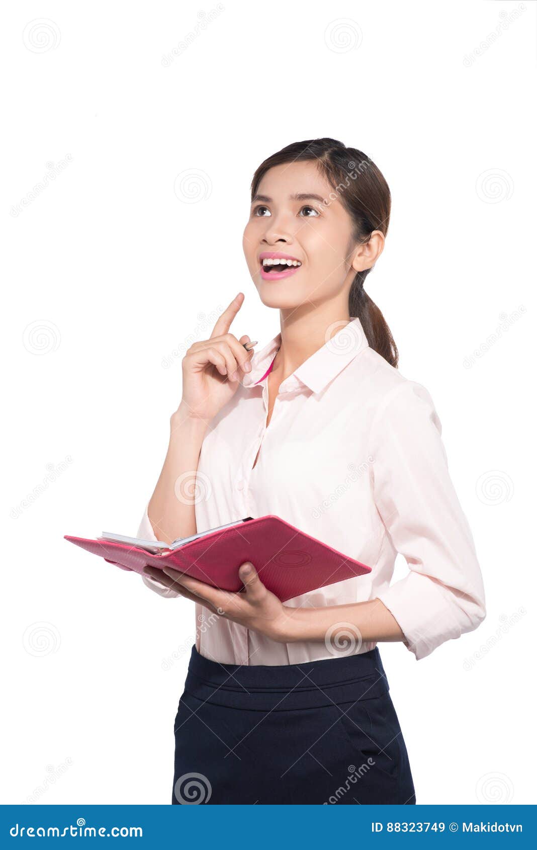 Asian Businesswoman Take Note on Notebook. Stock Image - Image of paper ...