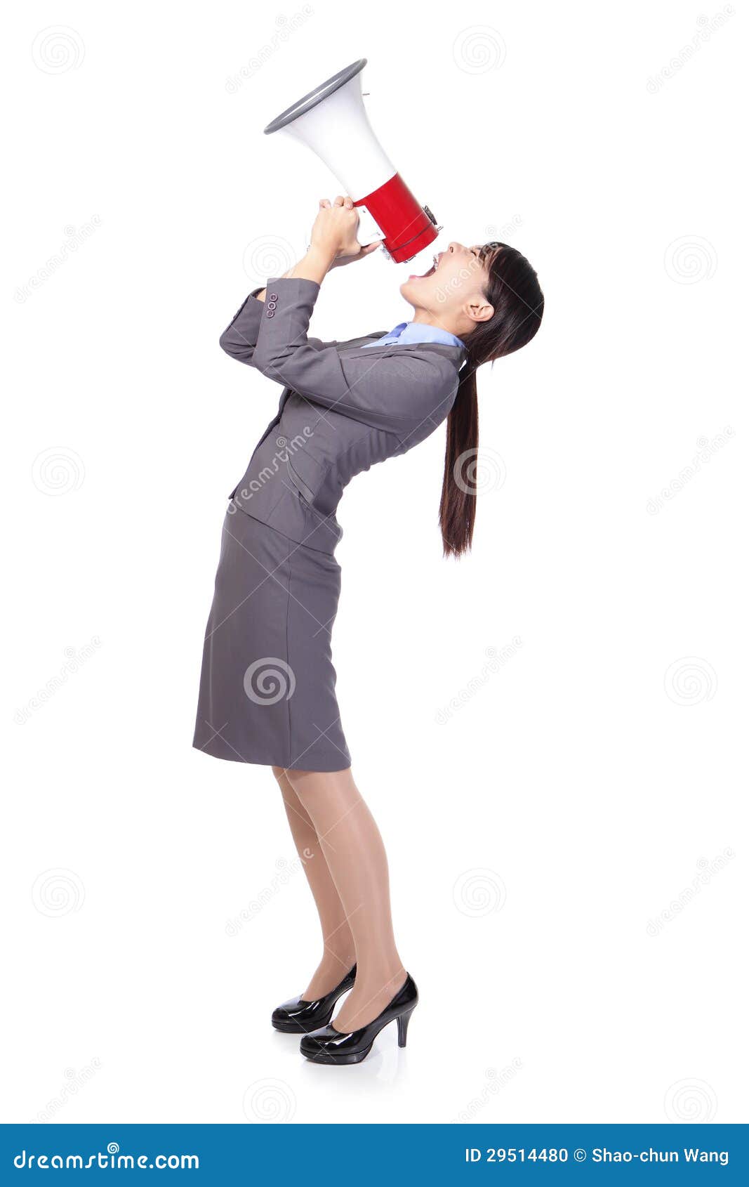 Asian Businesswoman Using Bullhorn Stock Photo - Image of boss, concept ...