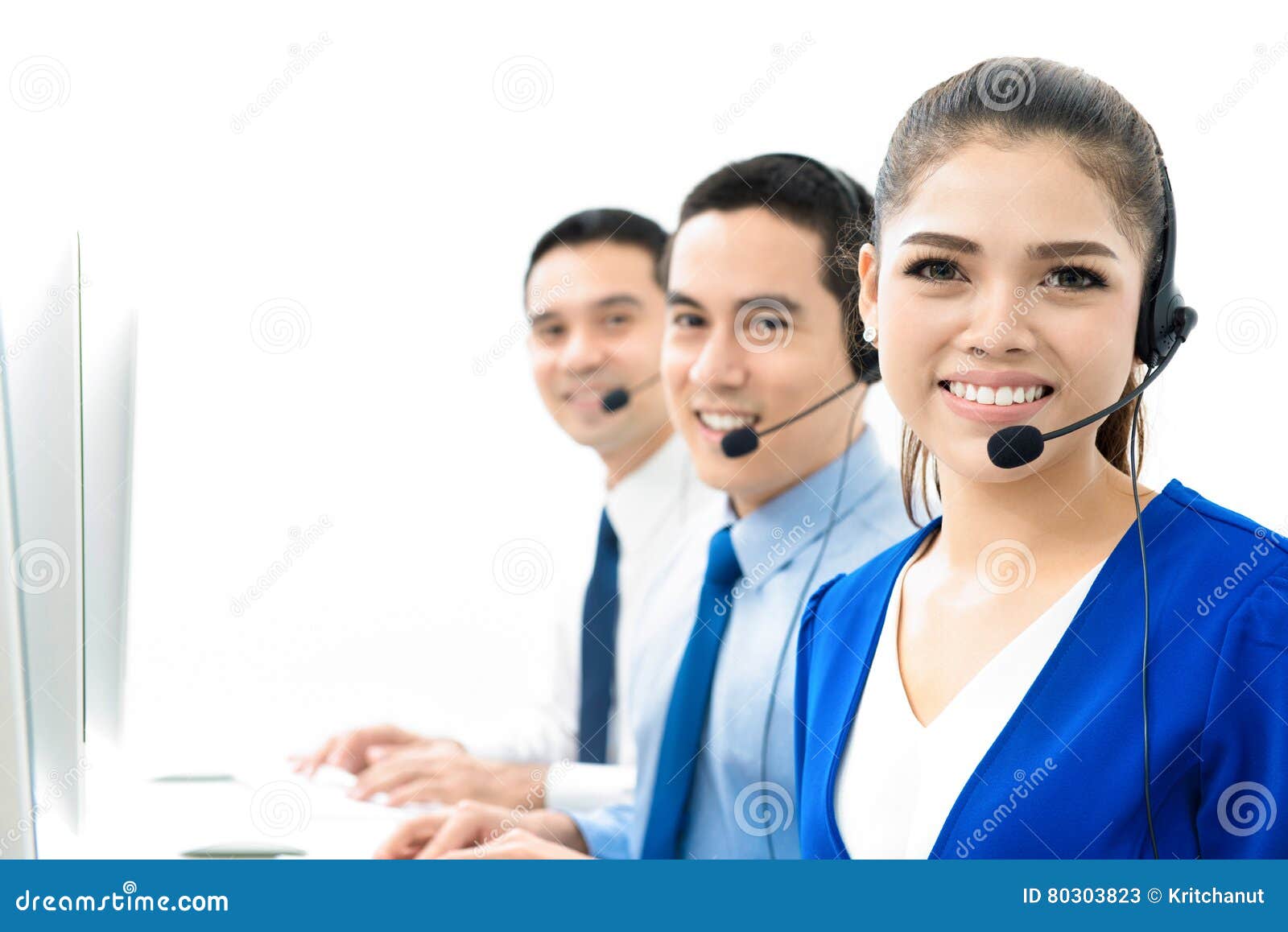 Asian Call Center or Telemarketer Team Stock Image - Image of helpline ...