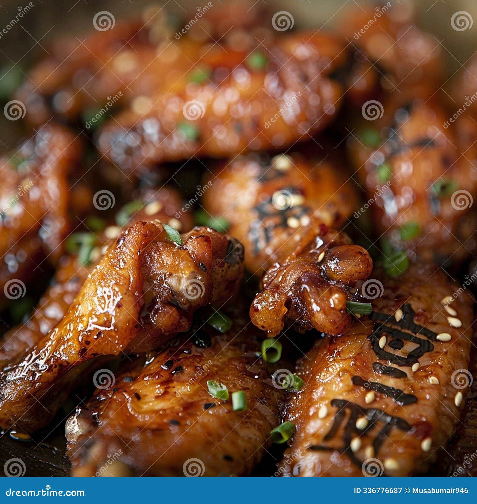 Asian Calligraphy Artwork with Chicken Wings As a Creative Backdrop ...