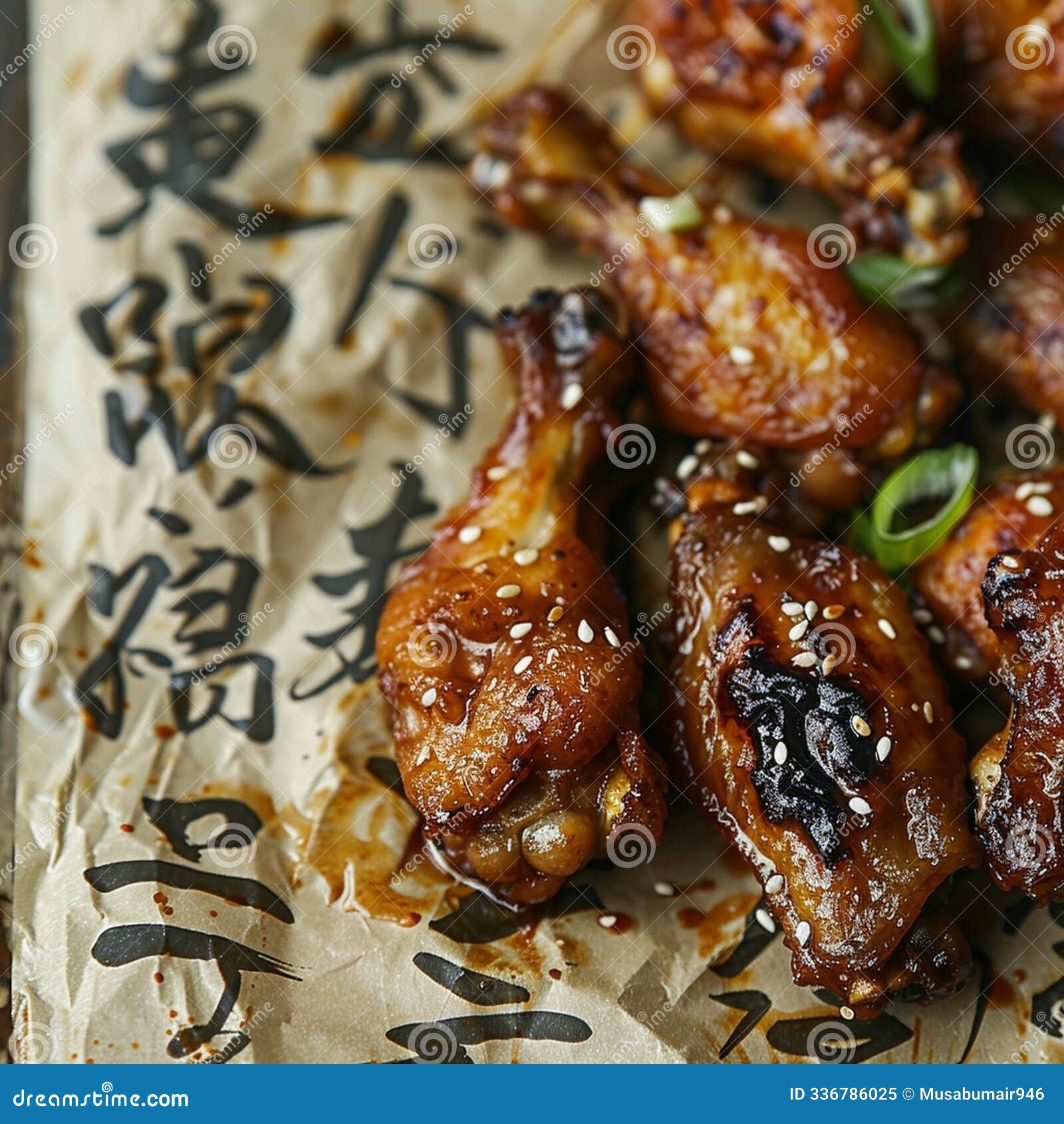 Asian Calligraphy Artwork with Chicken Wings As a Creative Backdrop ...