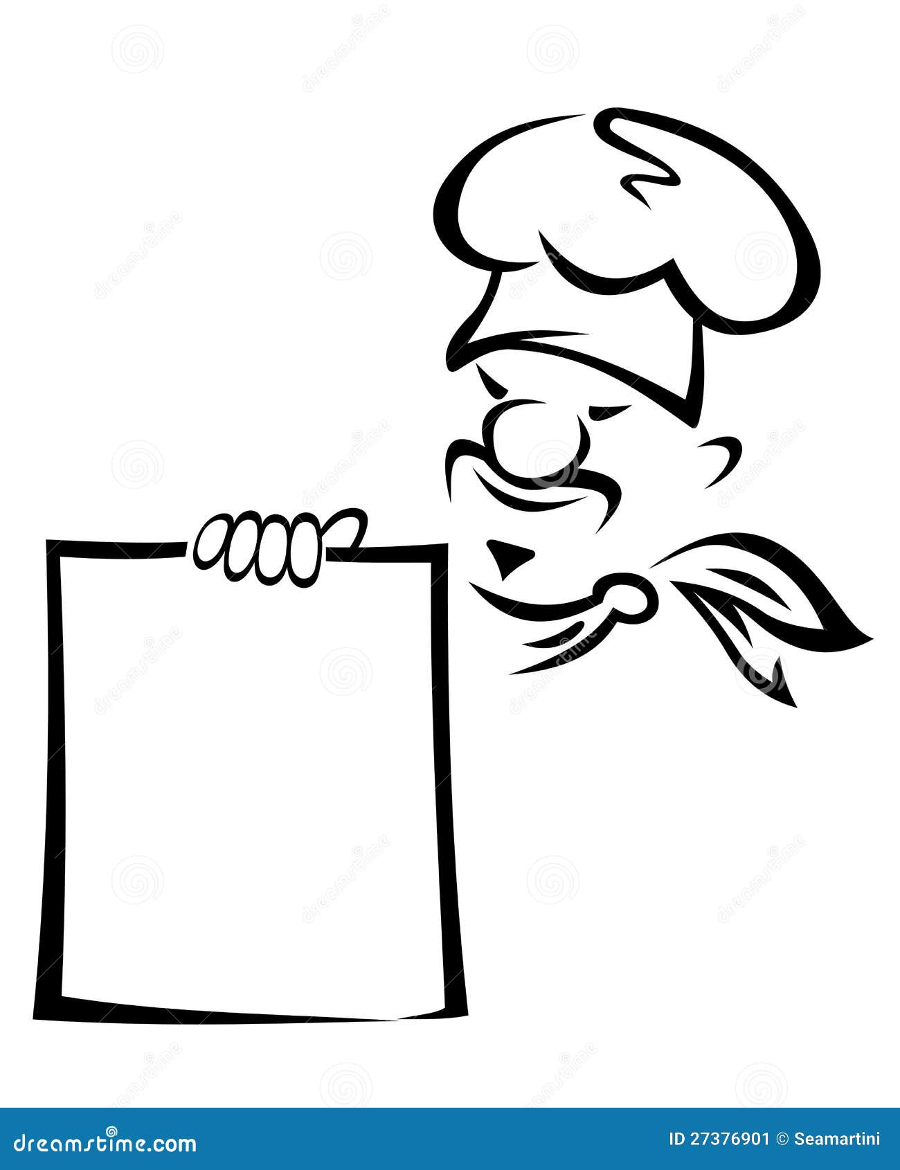 Asian chef with blank menu stock vector. Illustration of cooking - 27376901