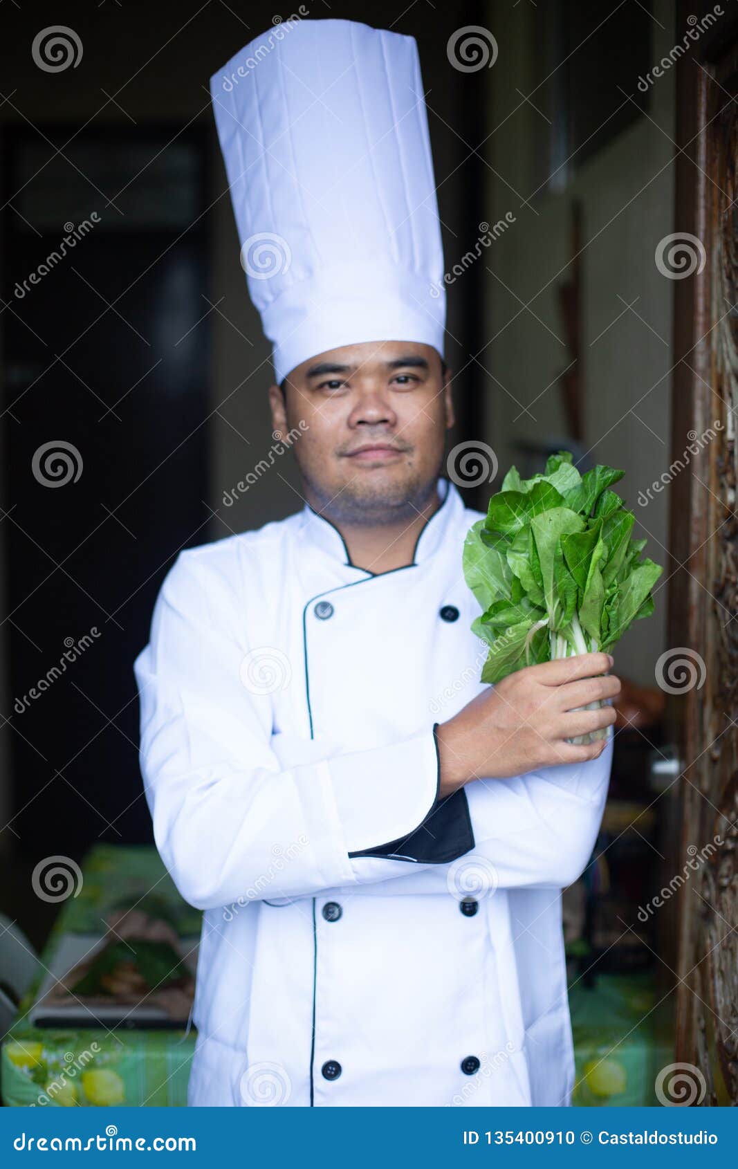 Asian Chef in a Kitchen with Healthy Food Stock Photo - Image of eating ...
