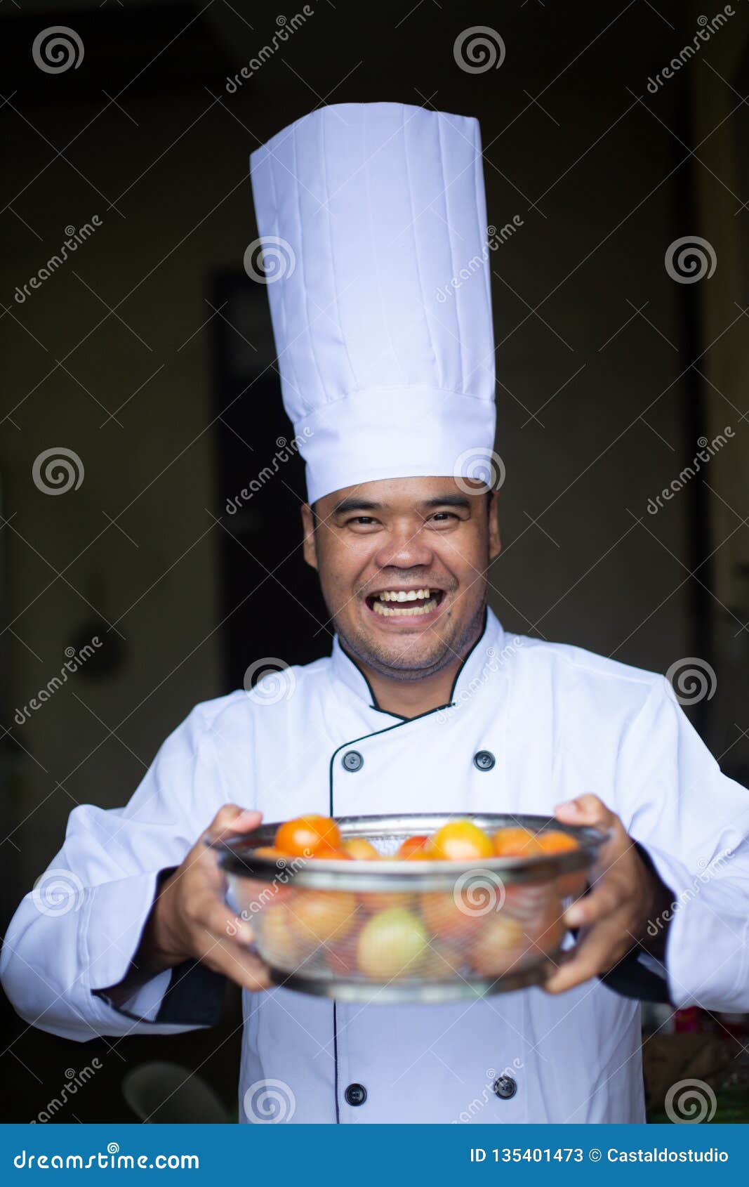 Asian Chef in a Kitchen with Healthy Food Stock Image - Image of ...