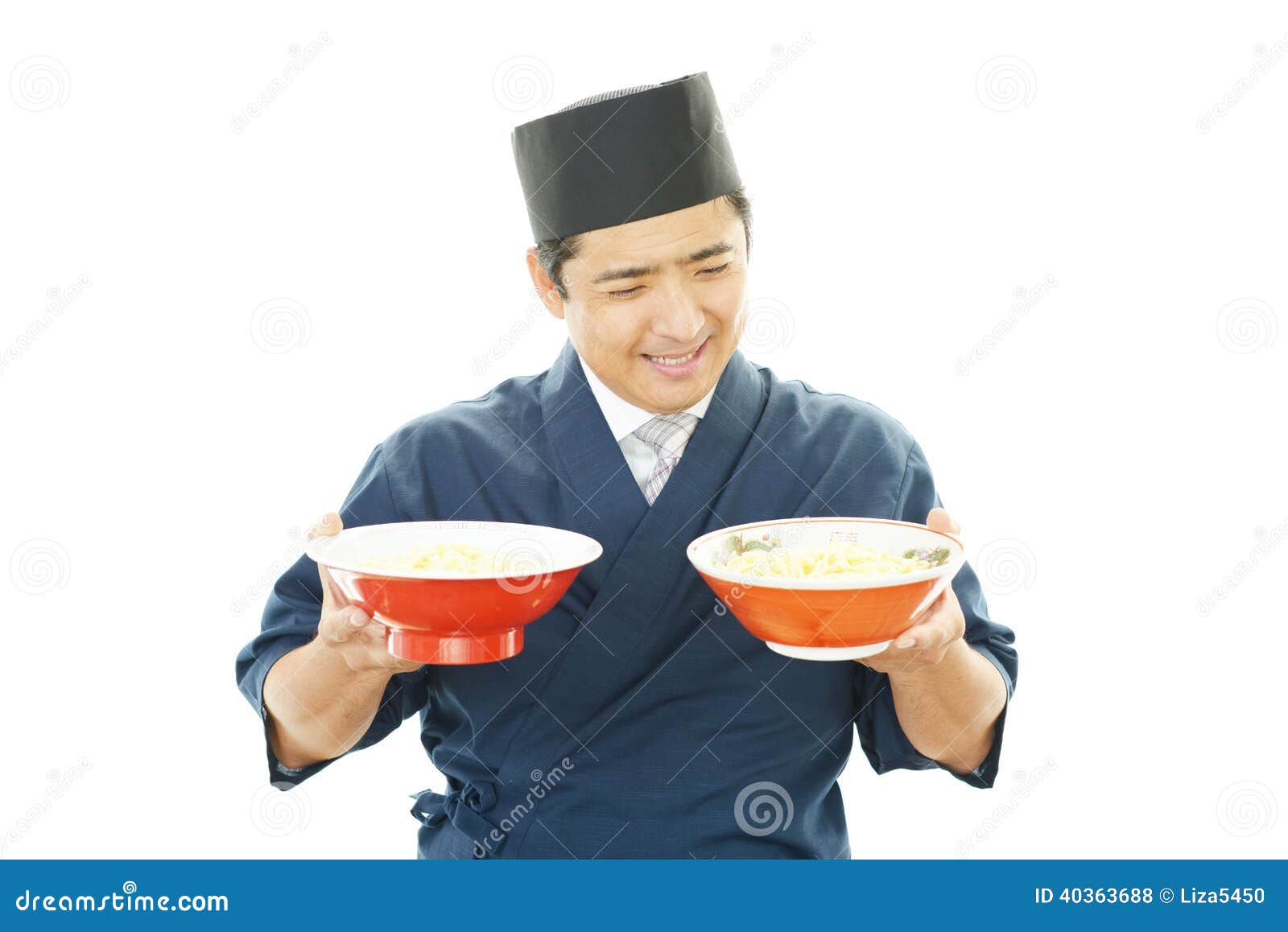Asian chef with noodle stock photo. Image of happy, food - 40363688