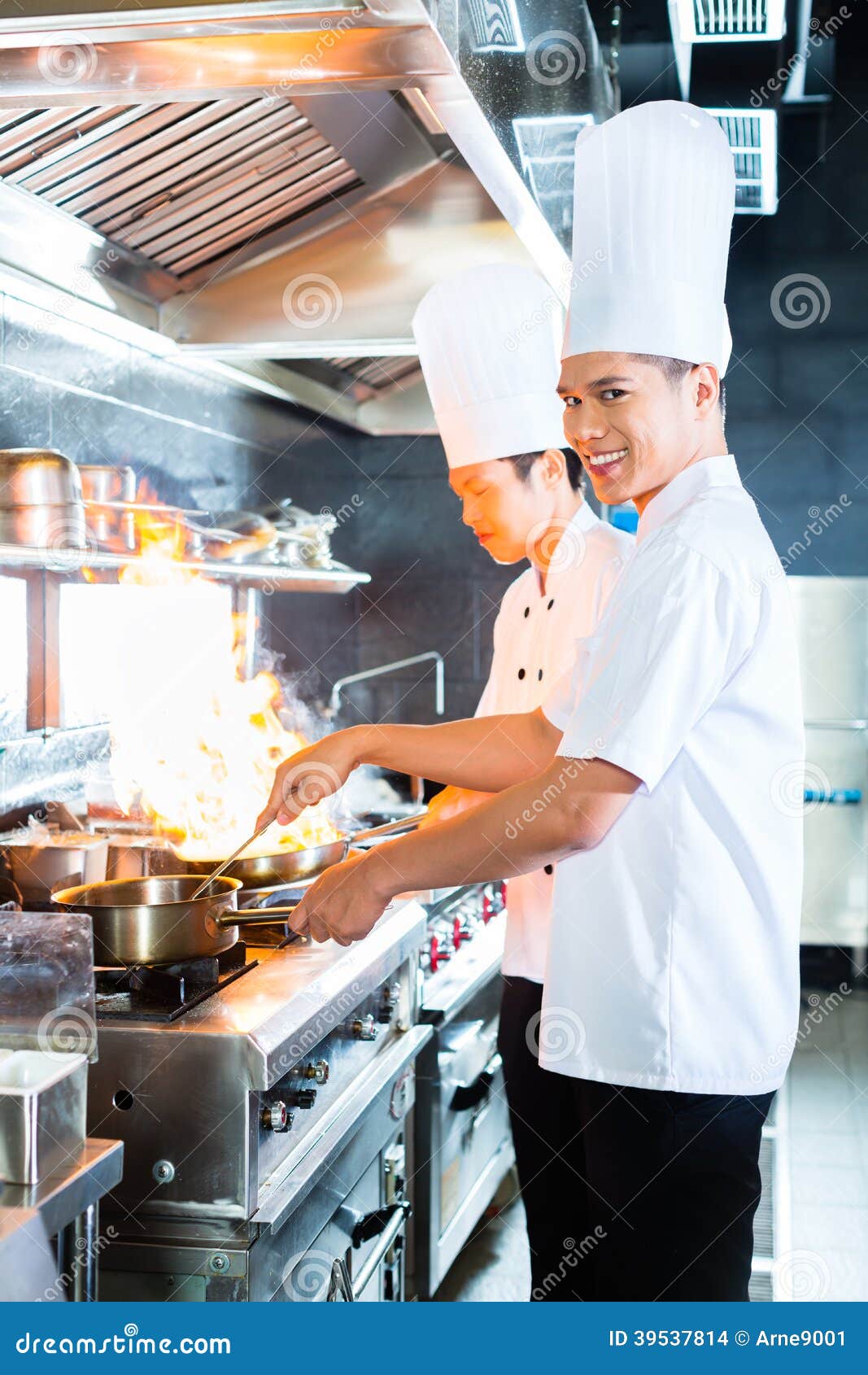 Asian Chefs Cooking in Restaurant Stock Photo - Image of cheerful ...