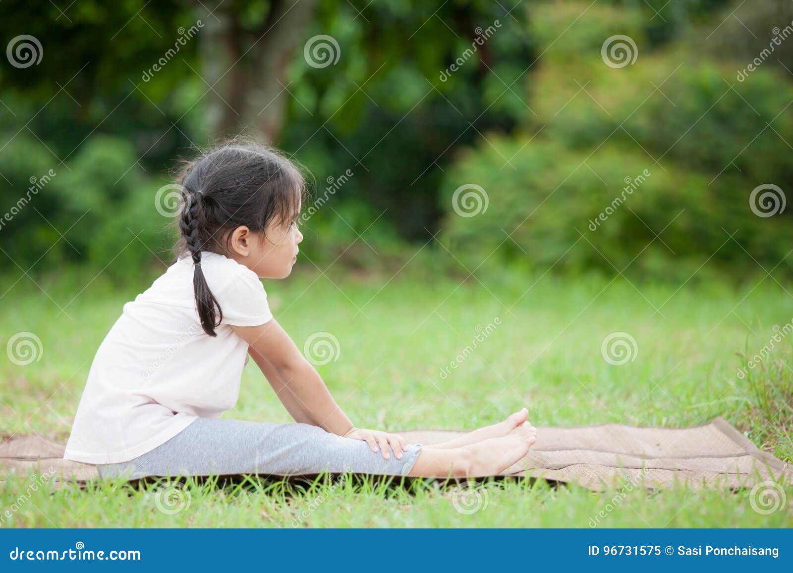 Asian Child Girl Doing Exercise Stock Image - Image of fitness, outdoor ...
