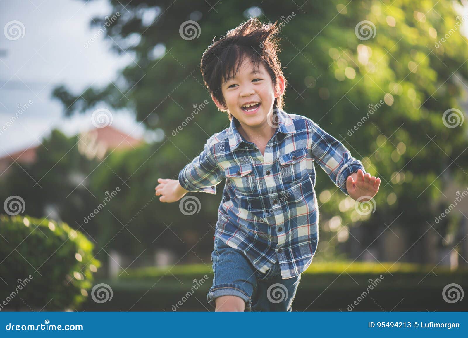 Asian Child Playing Pilot Aviator in the Park Stock Image - Image of ...