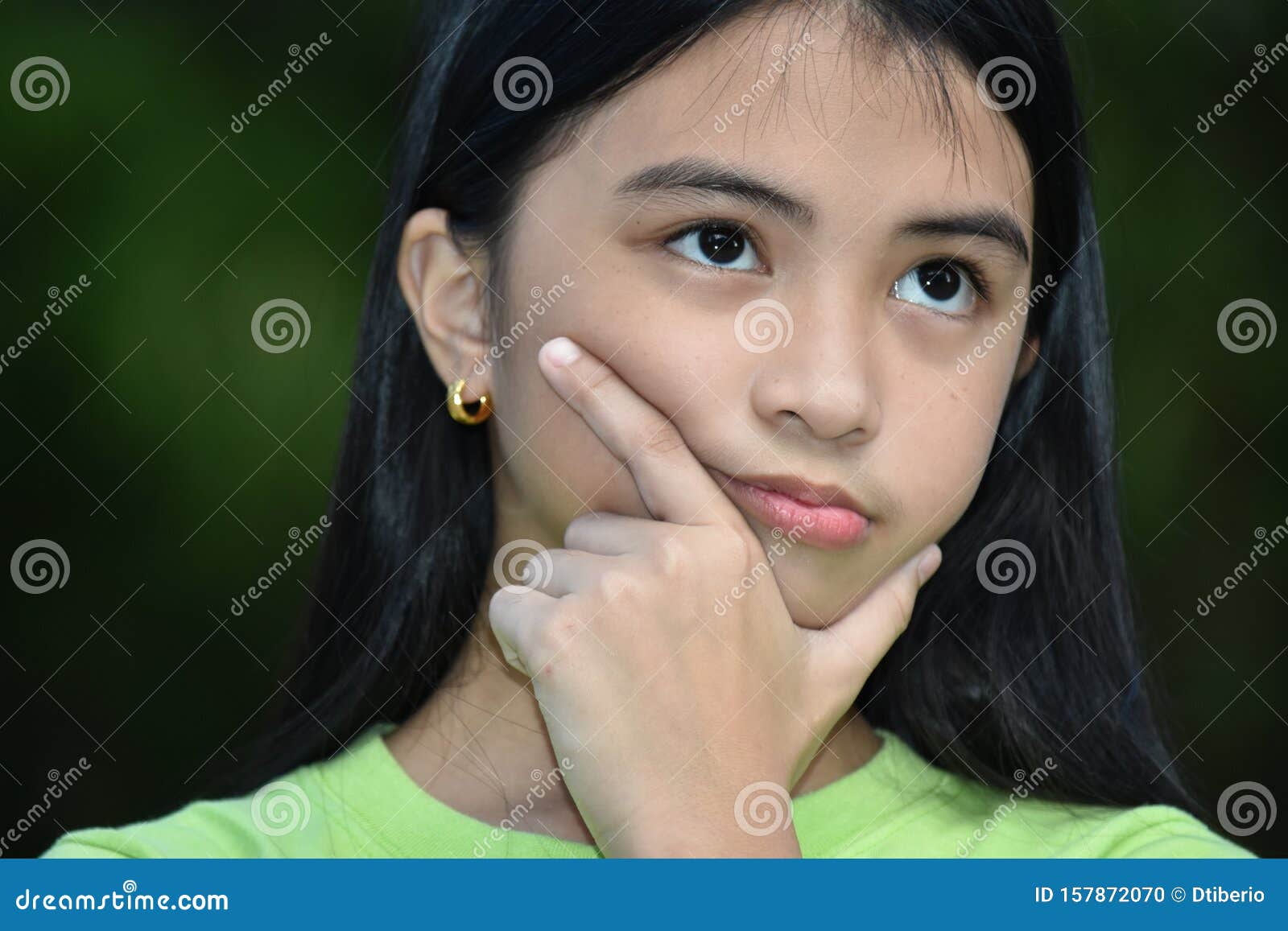 An Asian Child Thinking stock photo. Image of thinking - 157872070