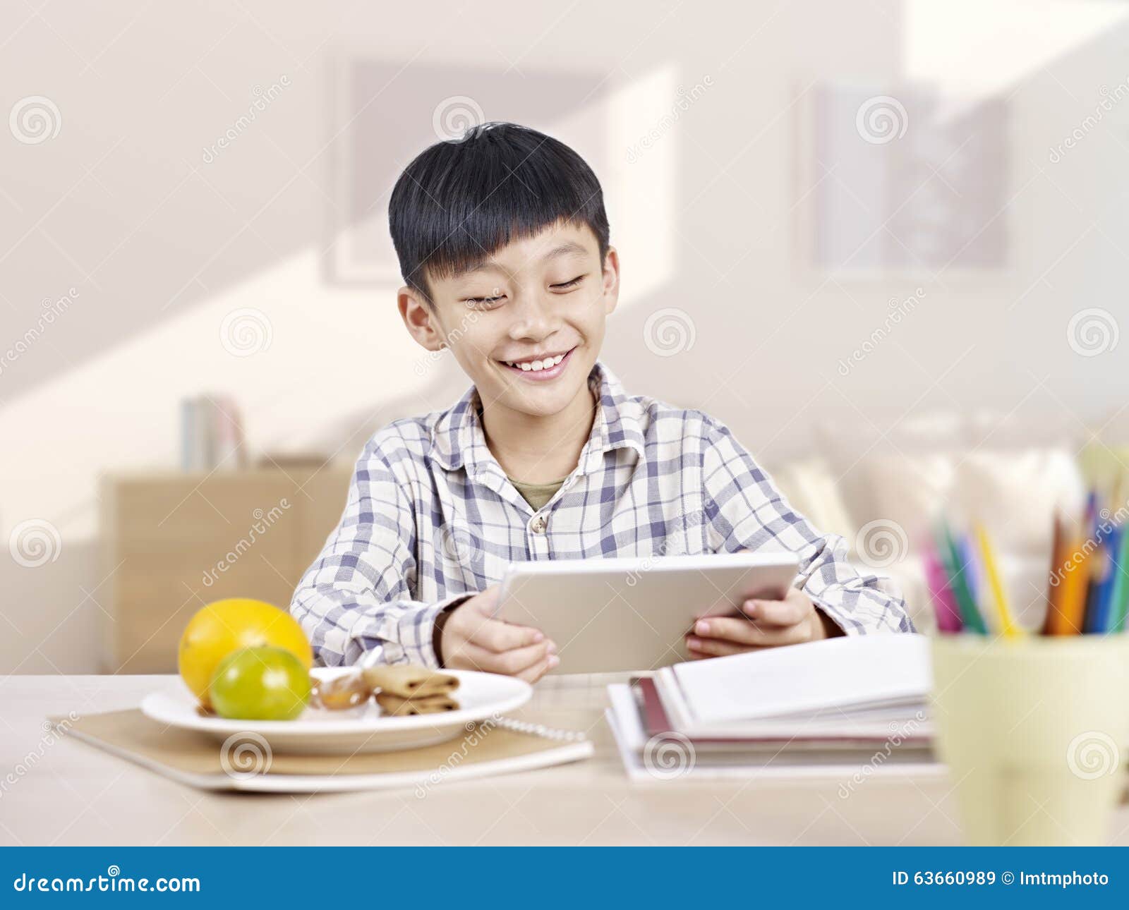 Asian Child Using Tablet Computer Stock Image - Image of electronics ...