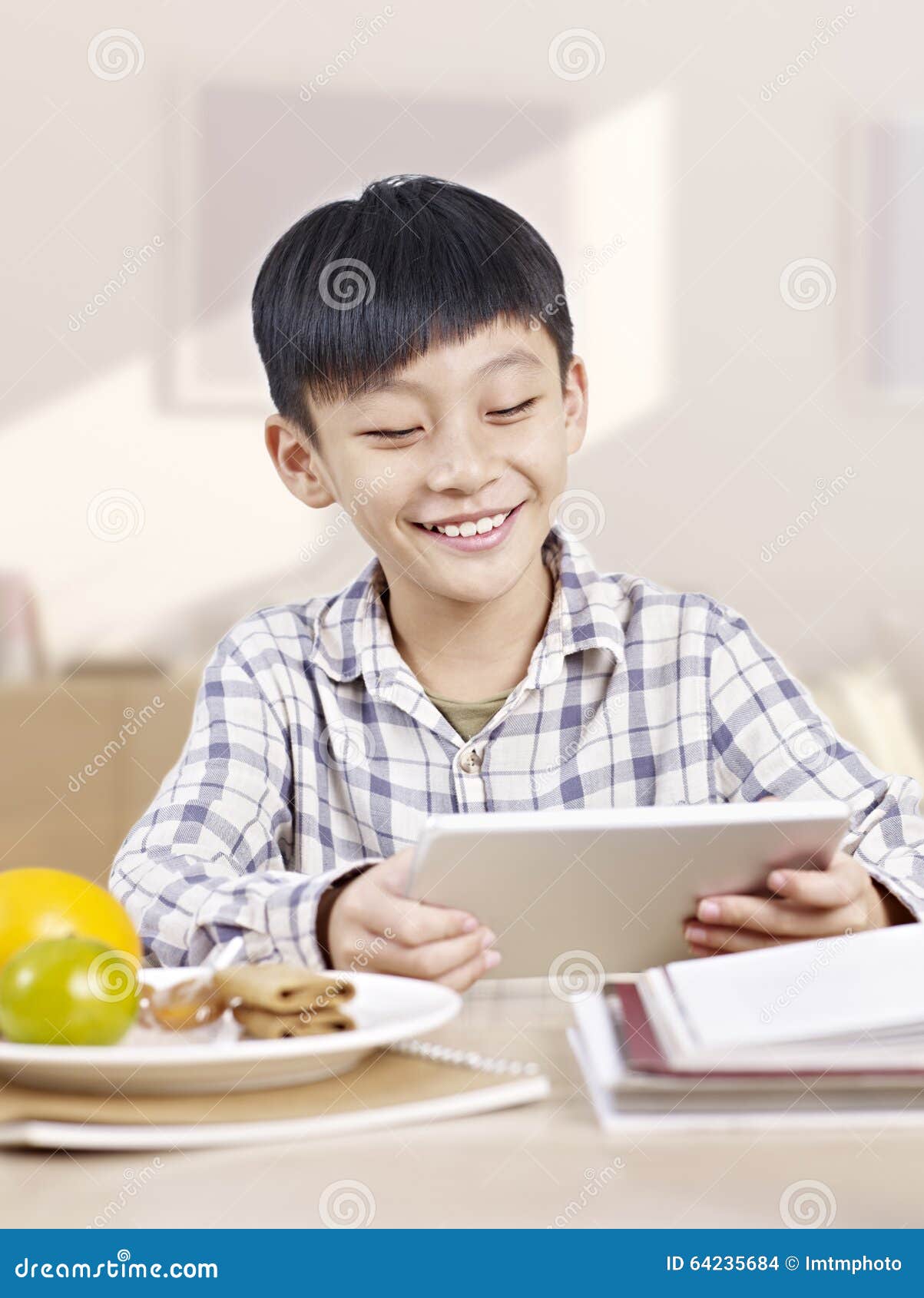 Asian Child Using Tablet Computer Stock Photo - Image of east, games ...