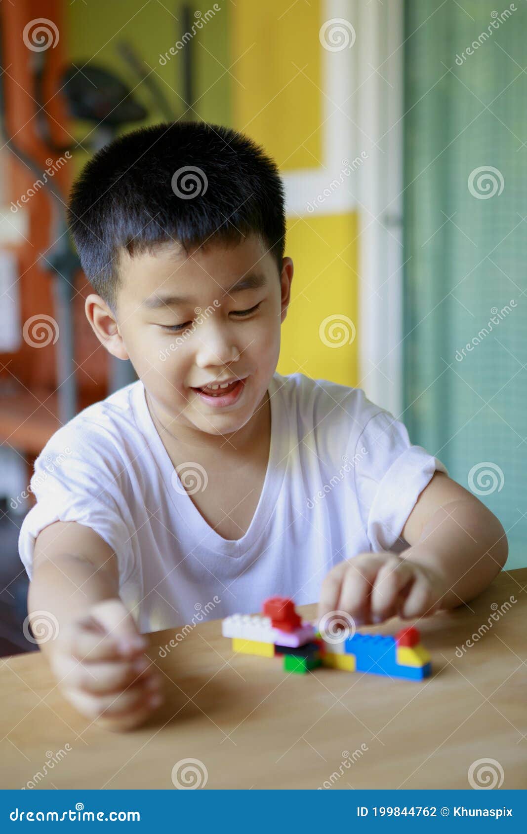 Asian Children Playing Kid Toy at Home Stock Photo - Image of table ...