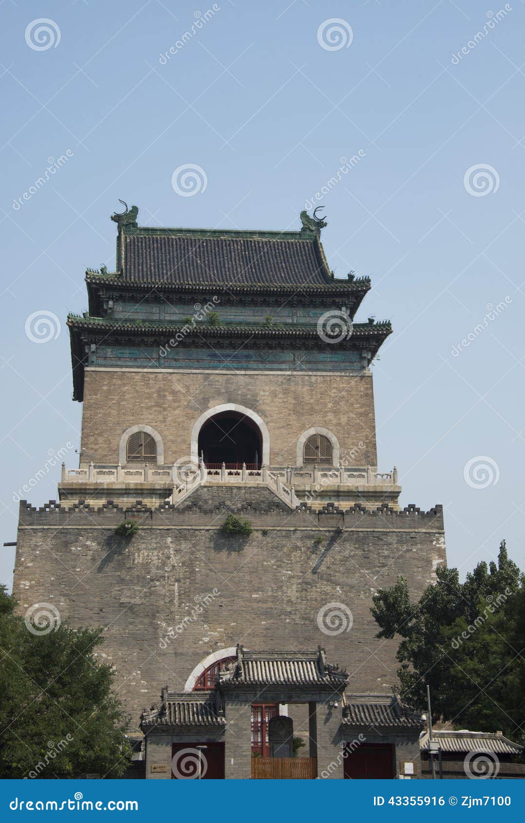 Asian Chinese, Beijing, Ancient Architecture, the Clock Tower Stock ...