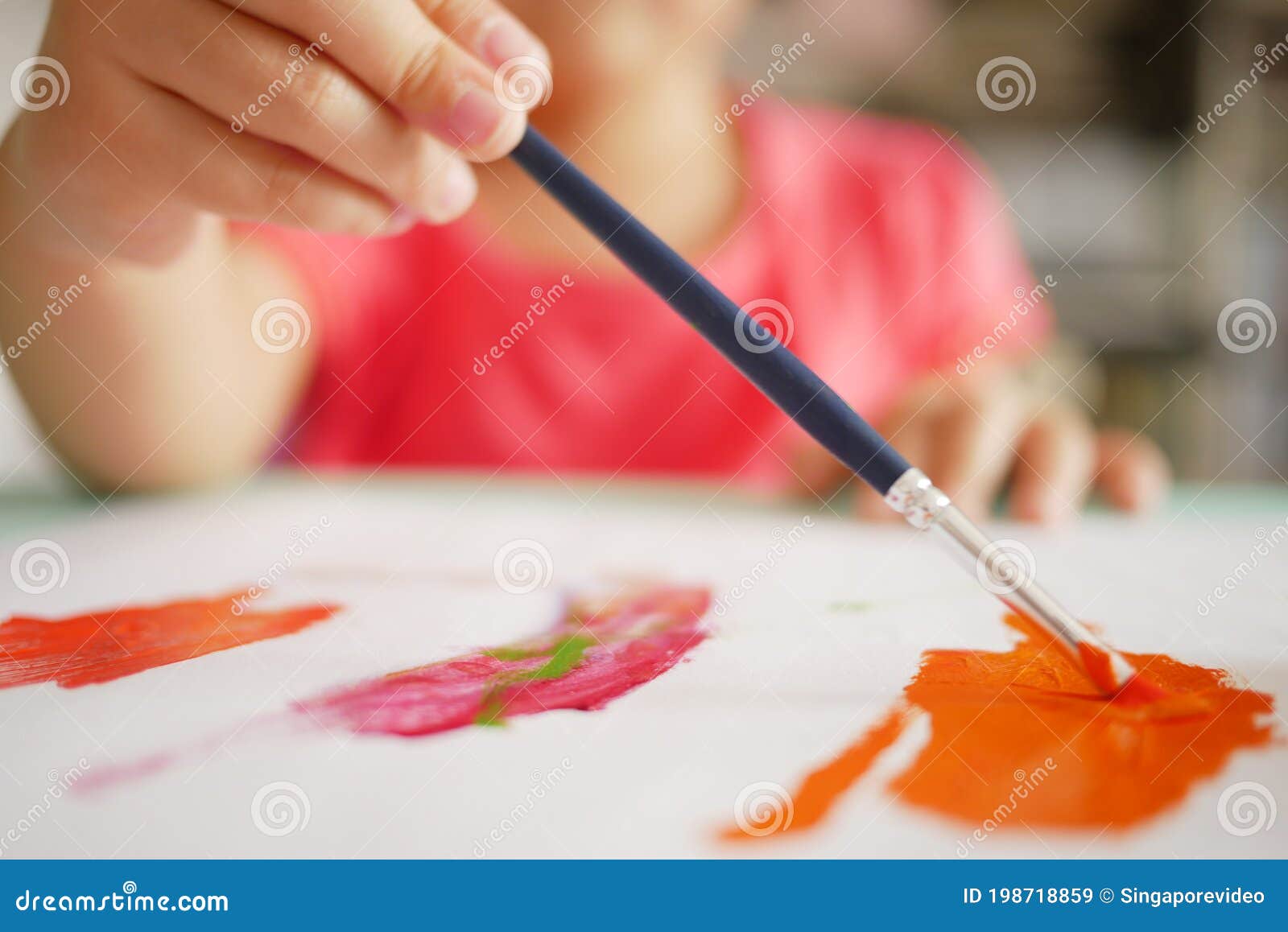 Close-up of Asian Chinese Child Learning How To Paint Stock Image ...