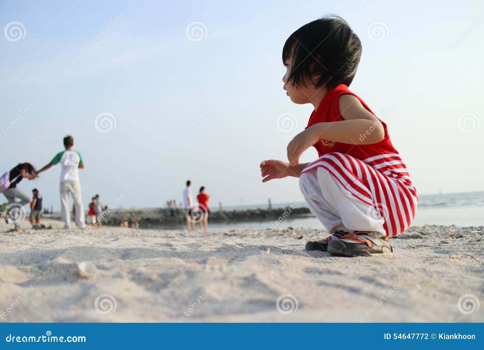 Asian Chinese Children Playing Sand Stock Photo - Image of girl, play ...