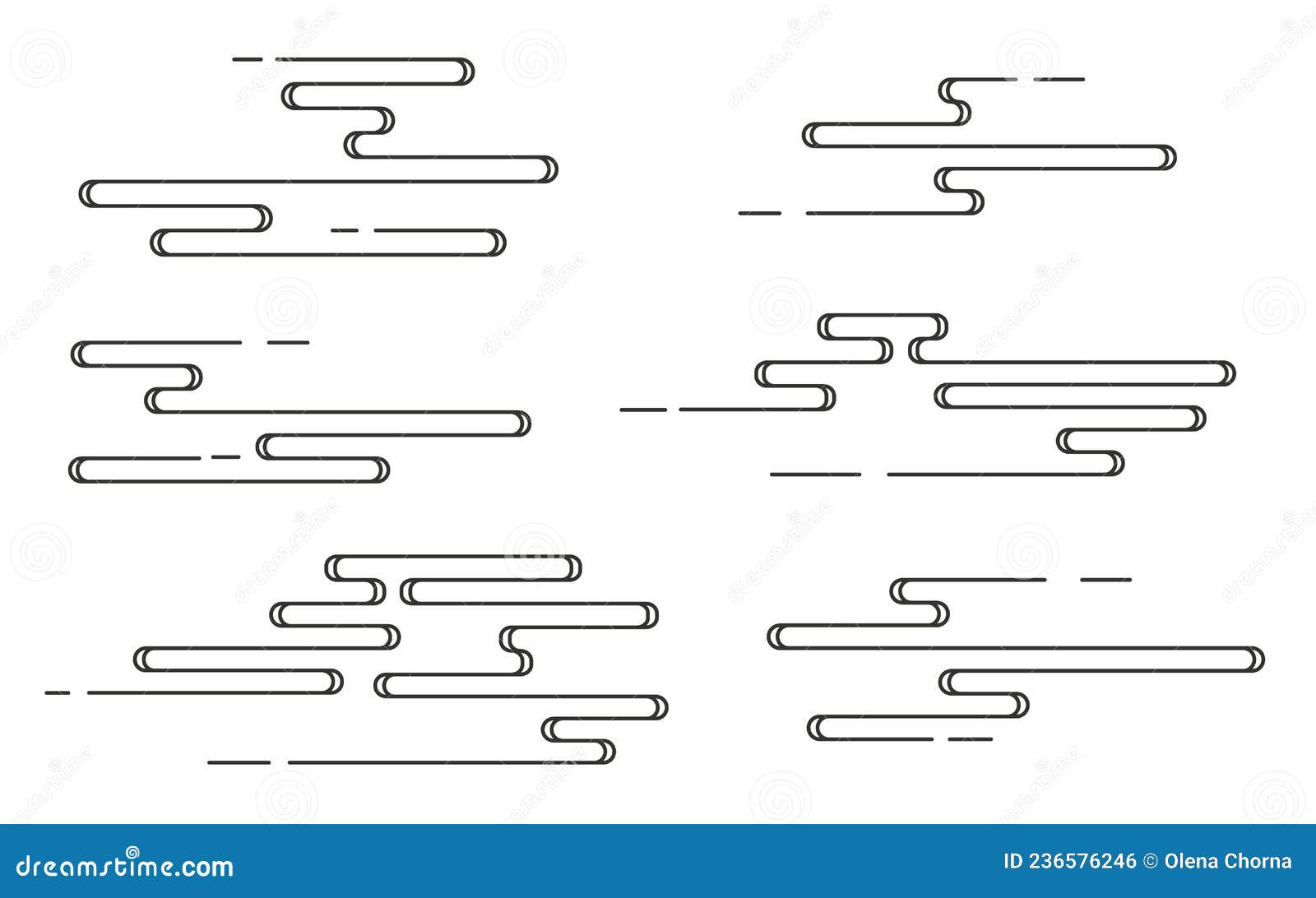 Asian Chinese Clouds Set. Traditional Oriental Asian Flat Design ...