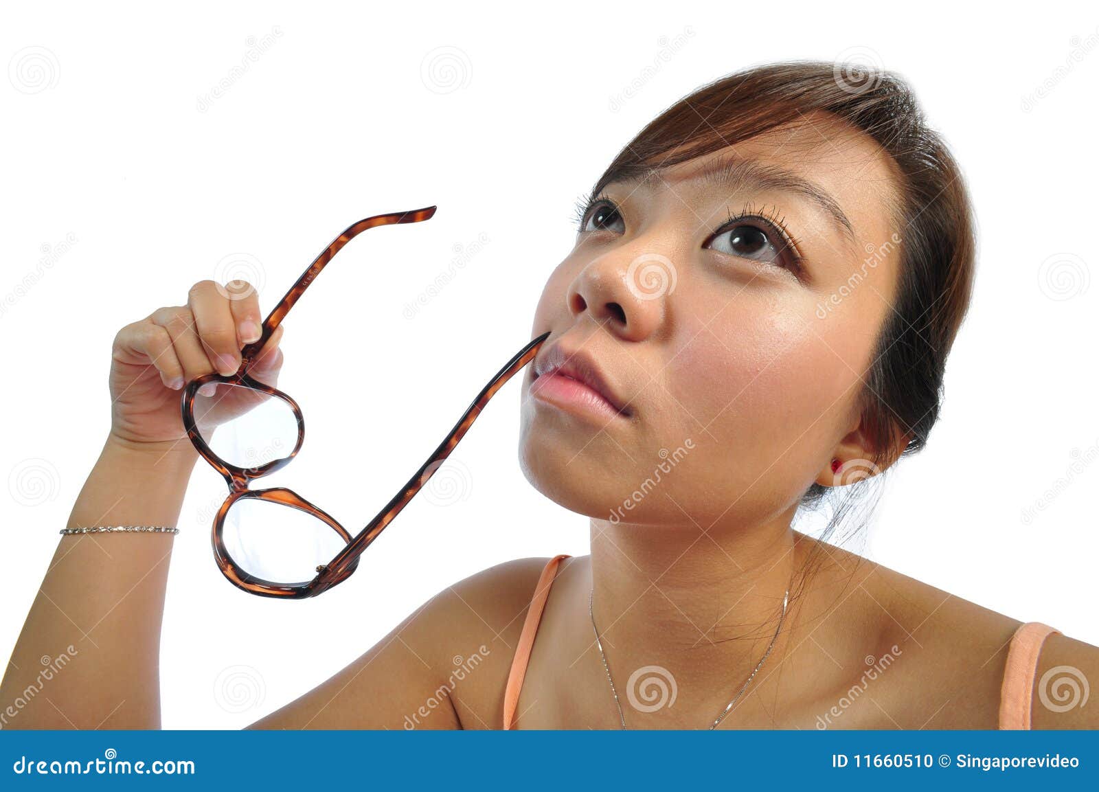 Asian Chinese Girl in Deep Thoughts Stock Photo - Image of expression ...