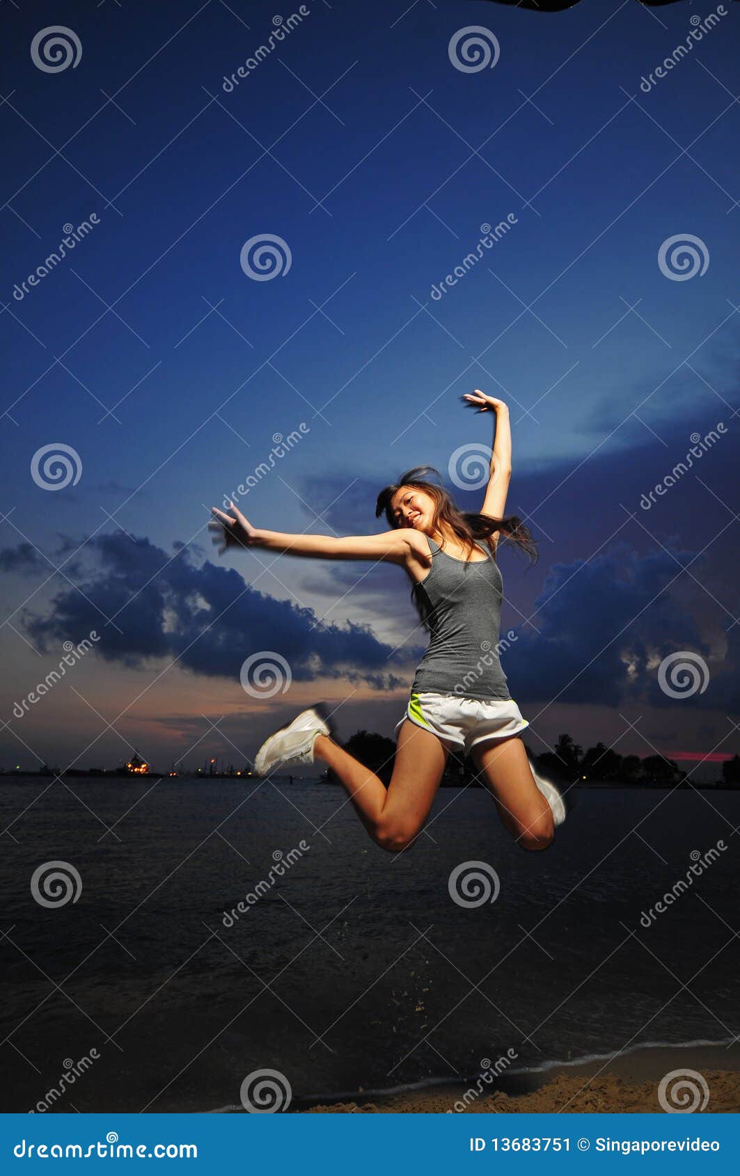 Asian Chinese Girl Jumping for Joy Stock Image - Image of china ...