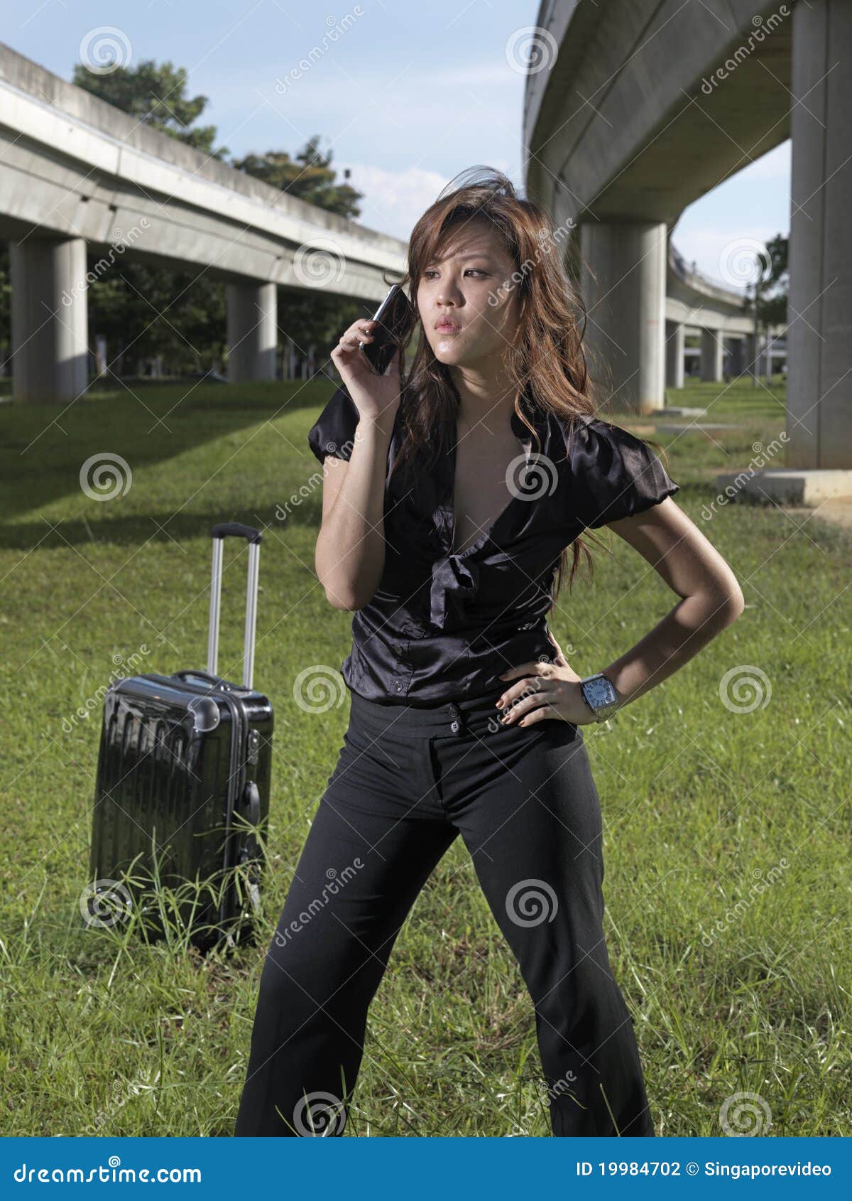 Asian Chinese Lady Making a Call at Tracks Stock Photo - Image of asia ...