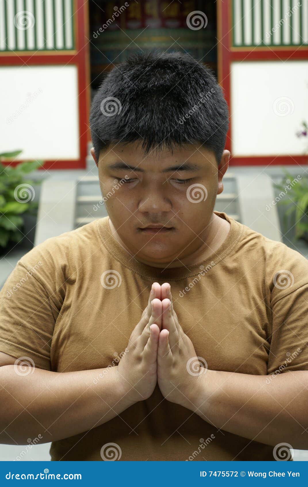 Asian chinese man praying stock photo. Image of devout - 7475572