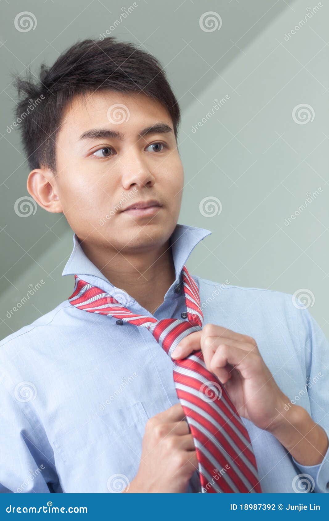 Asian Chinese Man Prepares for Work in Morning Stock Photo - Image of ...