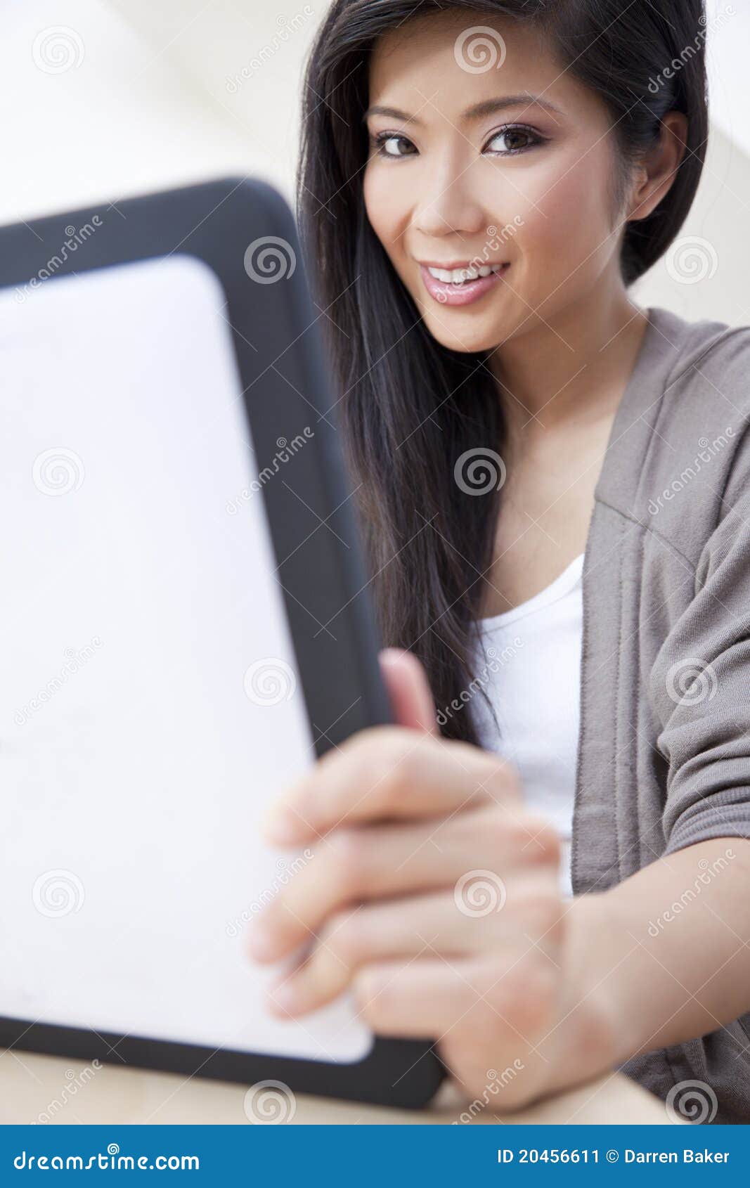 Asian Chinese Woman Using Tablet Computer Stock Image - Image of ...