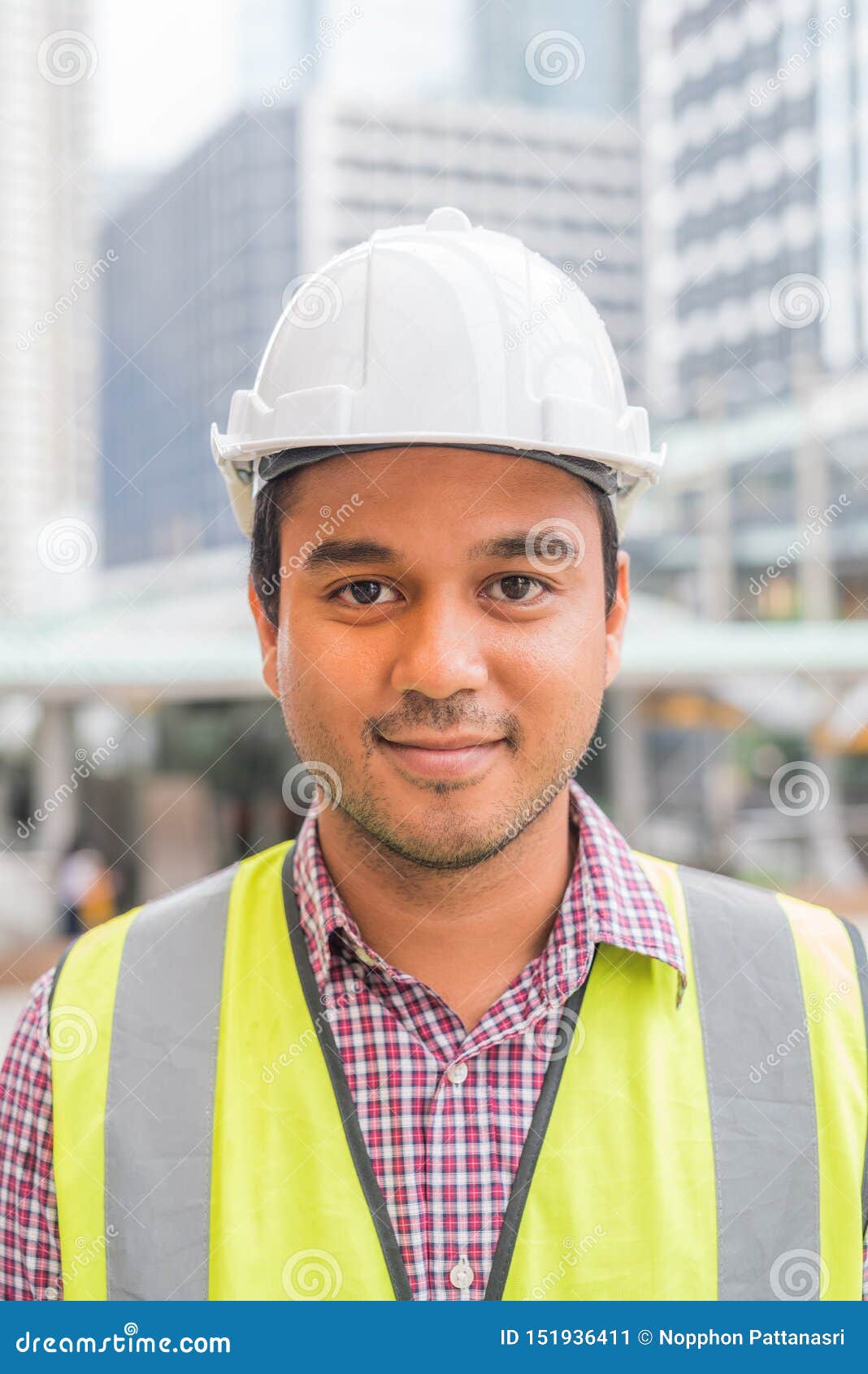 Asian Civil Engineer Working at Building Site. Stock Image - Image of ...