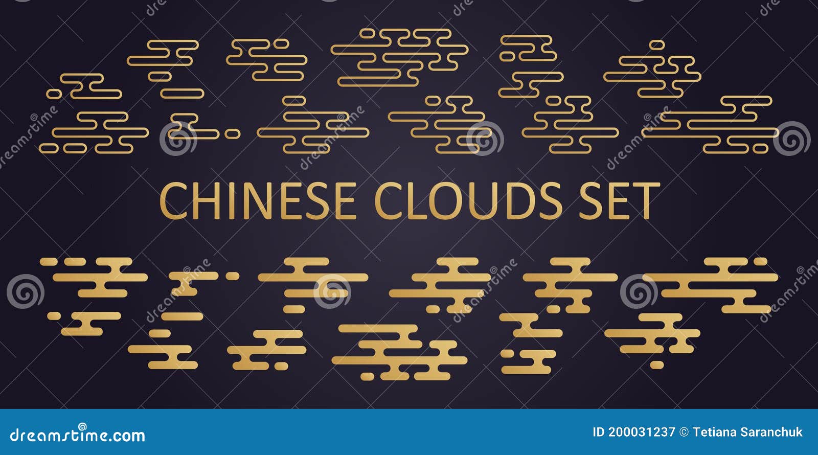 Asian Cloud Set. Vector Collection of Clouds in Chinese Style Stock ...