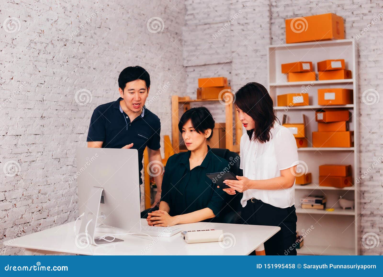 Asian Colleagues Discussing Business Project Stock Photo - Image of ...