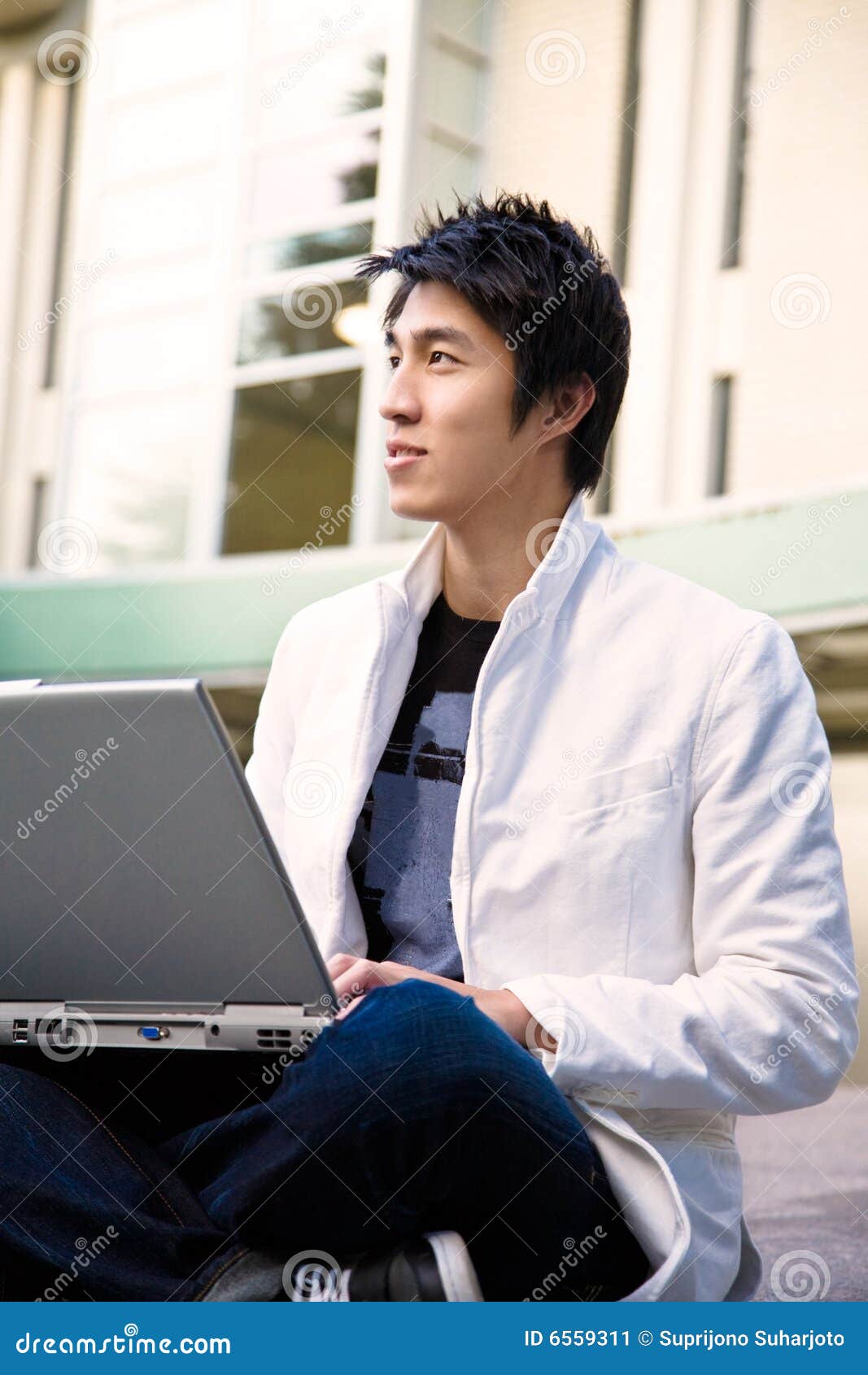 Asian College Student and Laptop Stock Image - Image of student ...