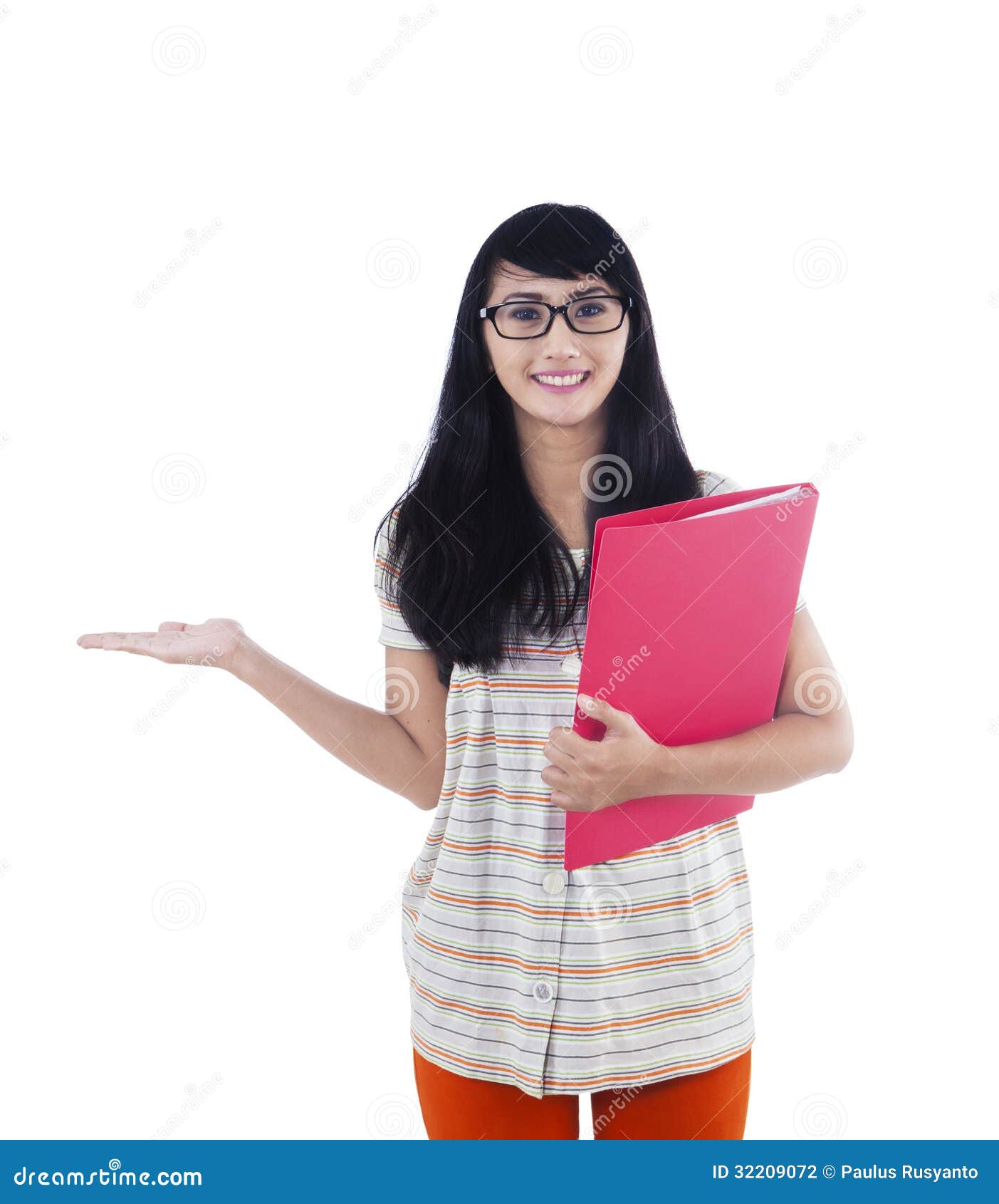 Asian College Student Showing Something on Copyspace Stock Photo ...