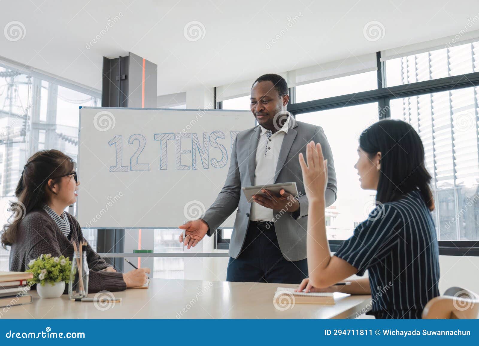 Asian College Students Language Classes Study with Foreign Teachers ...