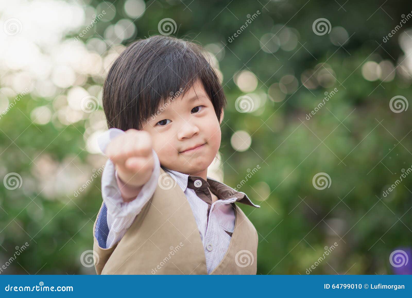 Asian Confidence Child Shows His Hand Stock Photo - Image of success ...