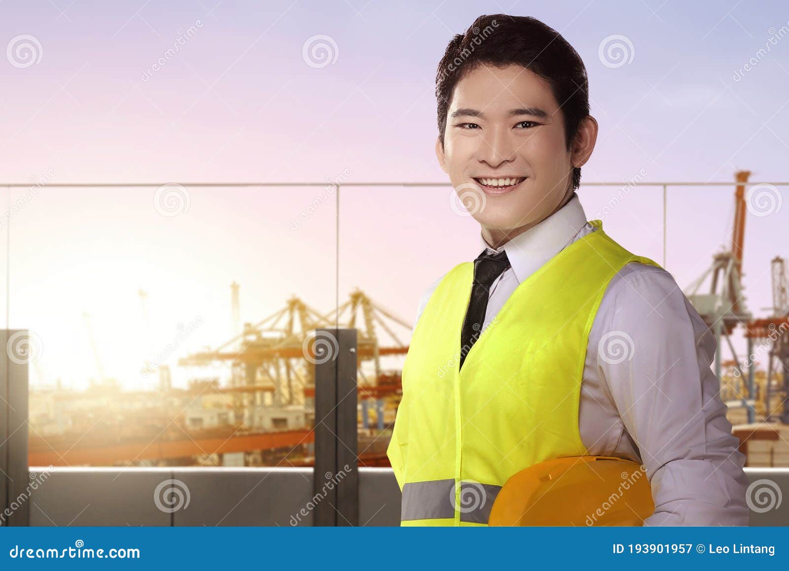 Asian Construction Worker Holding a Hardhat Stock Image - Image of ...