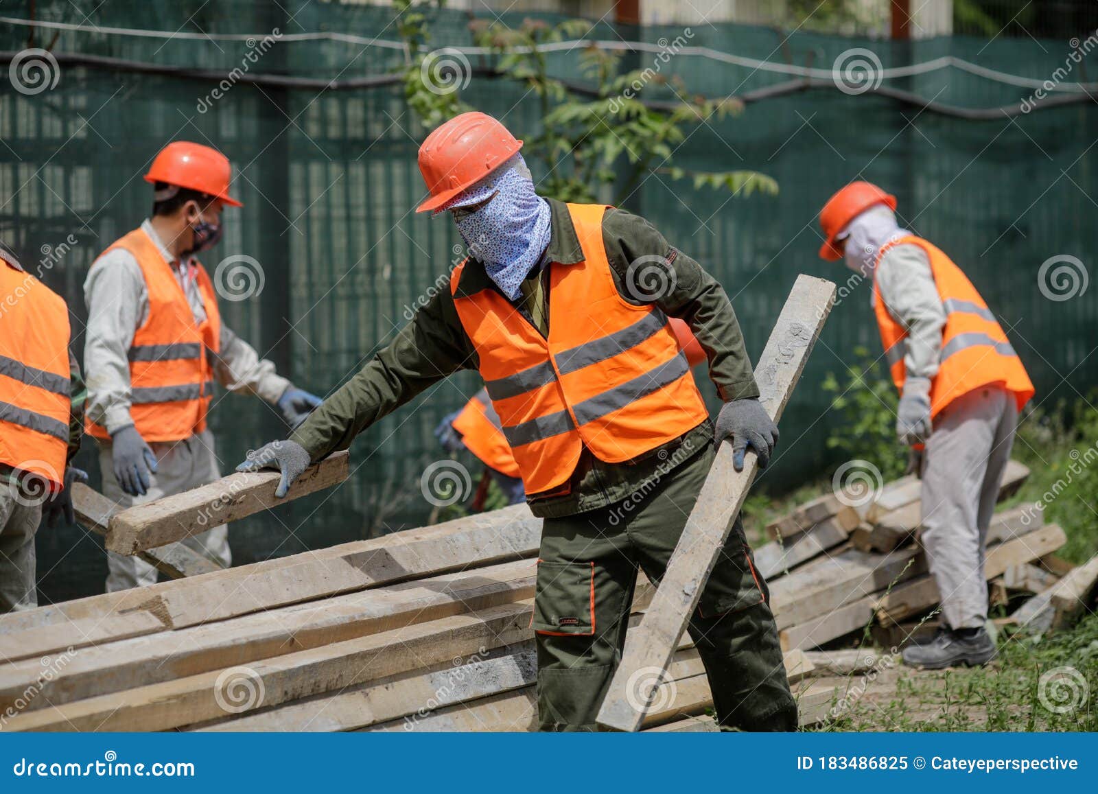 Asian Construction Workers Group Are Working To Built High-rise ...