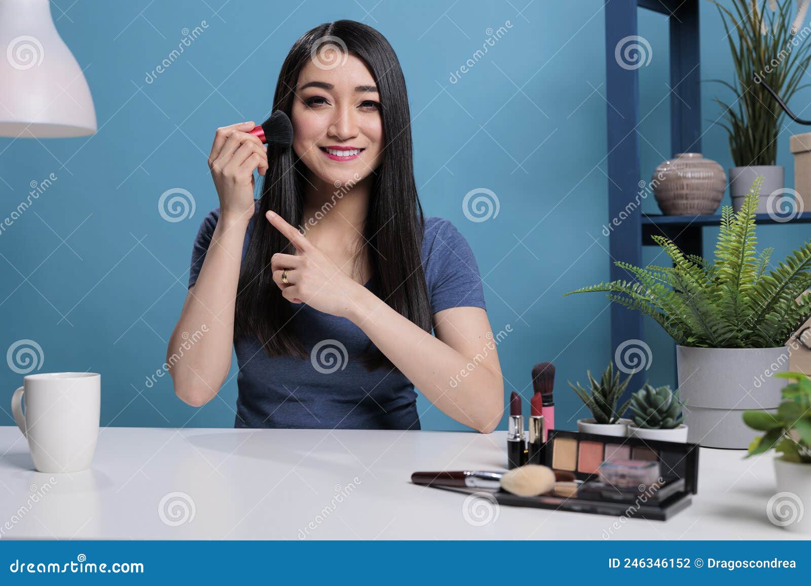 Asian Content Creator Editing Video Montage With Color Grading Software ...