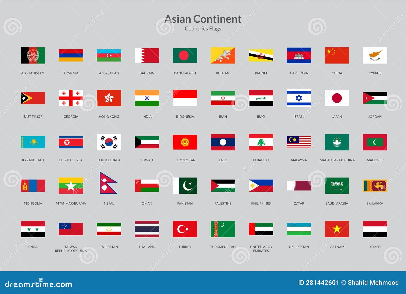 Asian Continent Rectangle Flag Icon Stock Vector - Illustration of ...