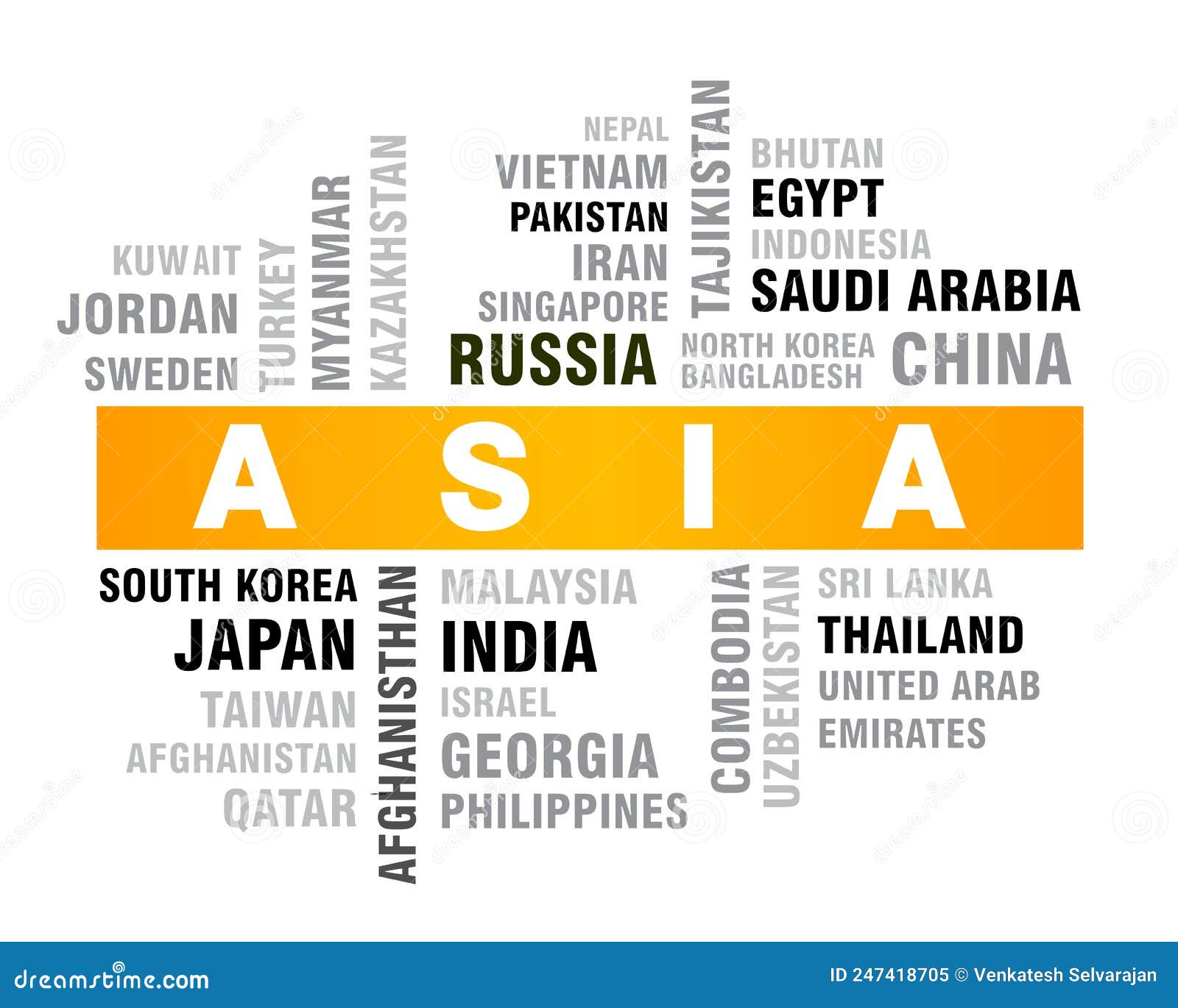 Asian Countries Word Cloud Vector Illustration Stock Illustration ...