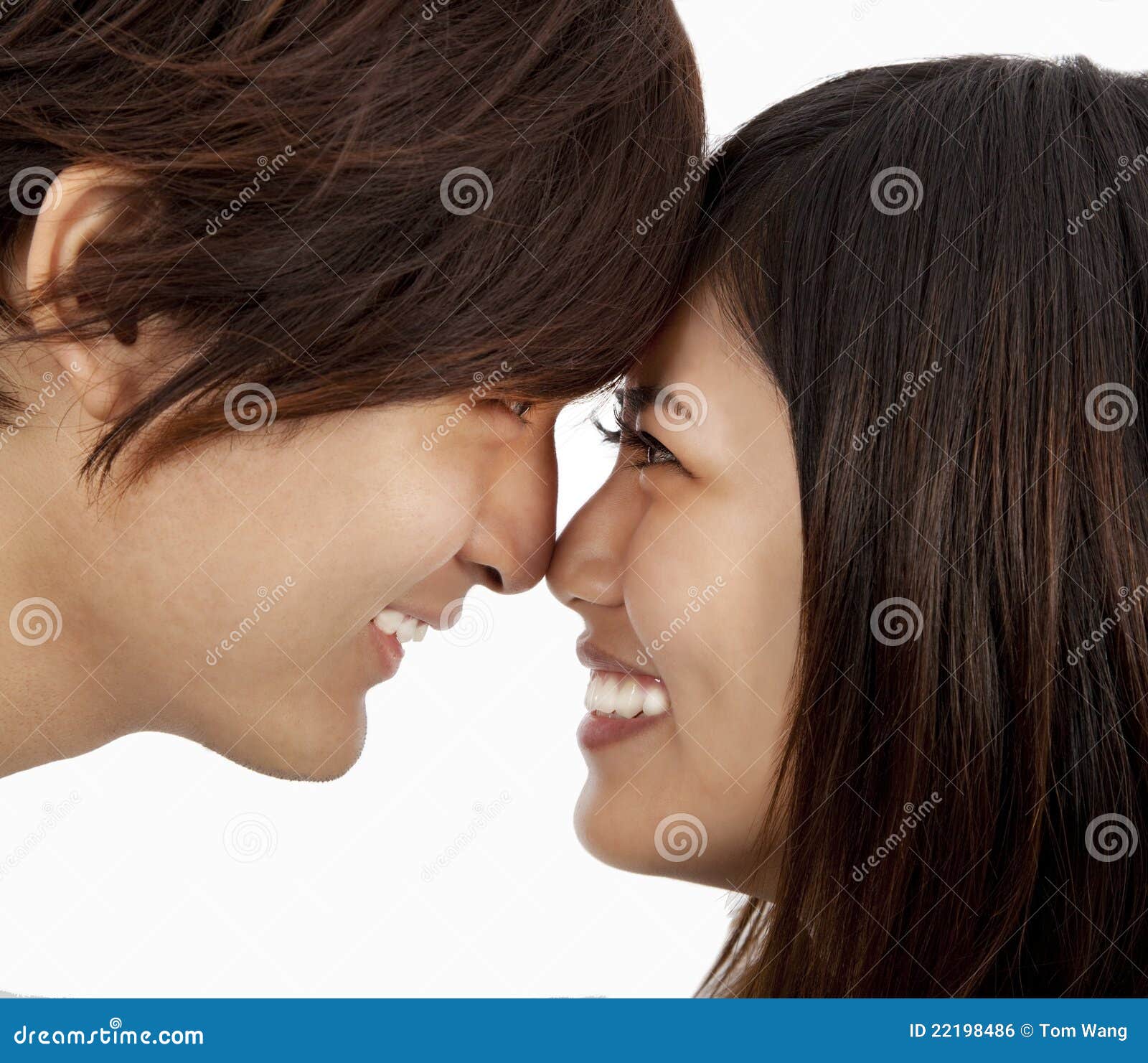 Asian couple face to face stock photo. Image of connection - 22198486