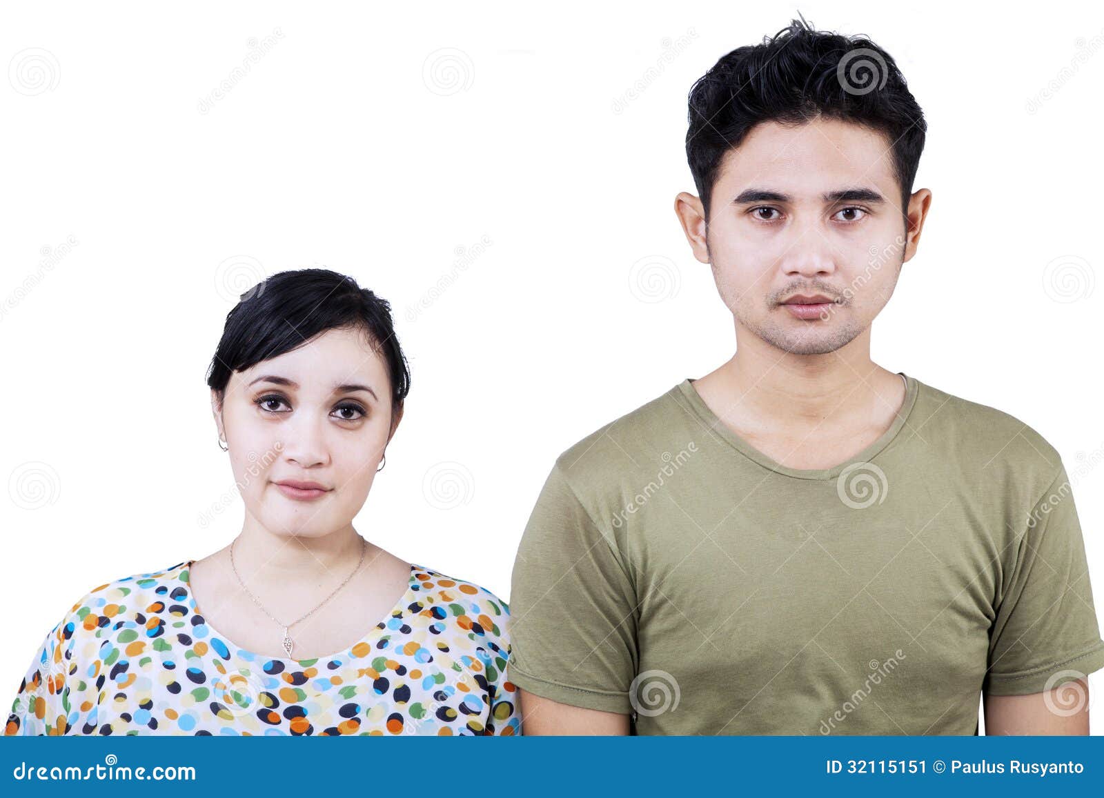Asian Couple Looking at Camera - Isolated Stock Image - Image of camera ...