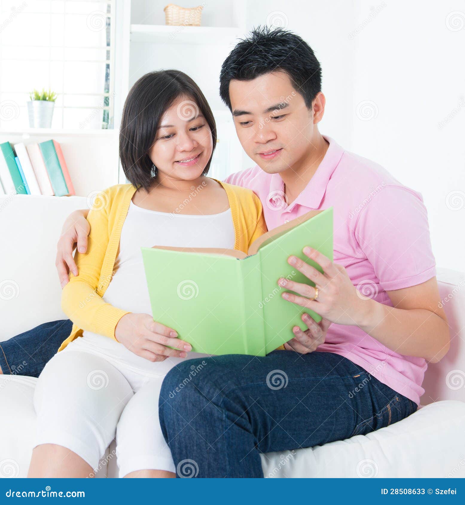 Asian Couple Reading Book Together Stock Image Image Of Lifestyle