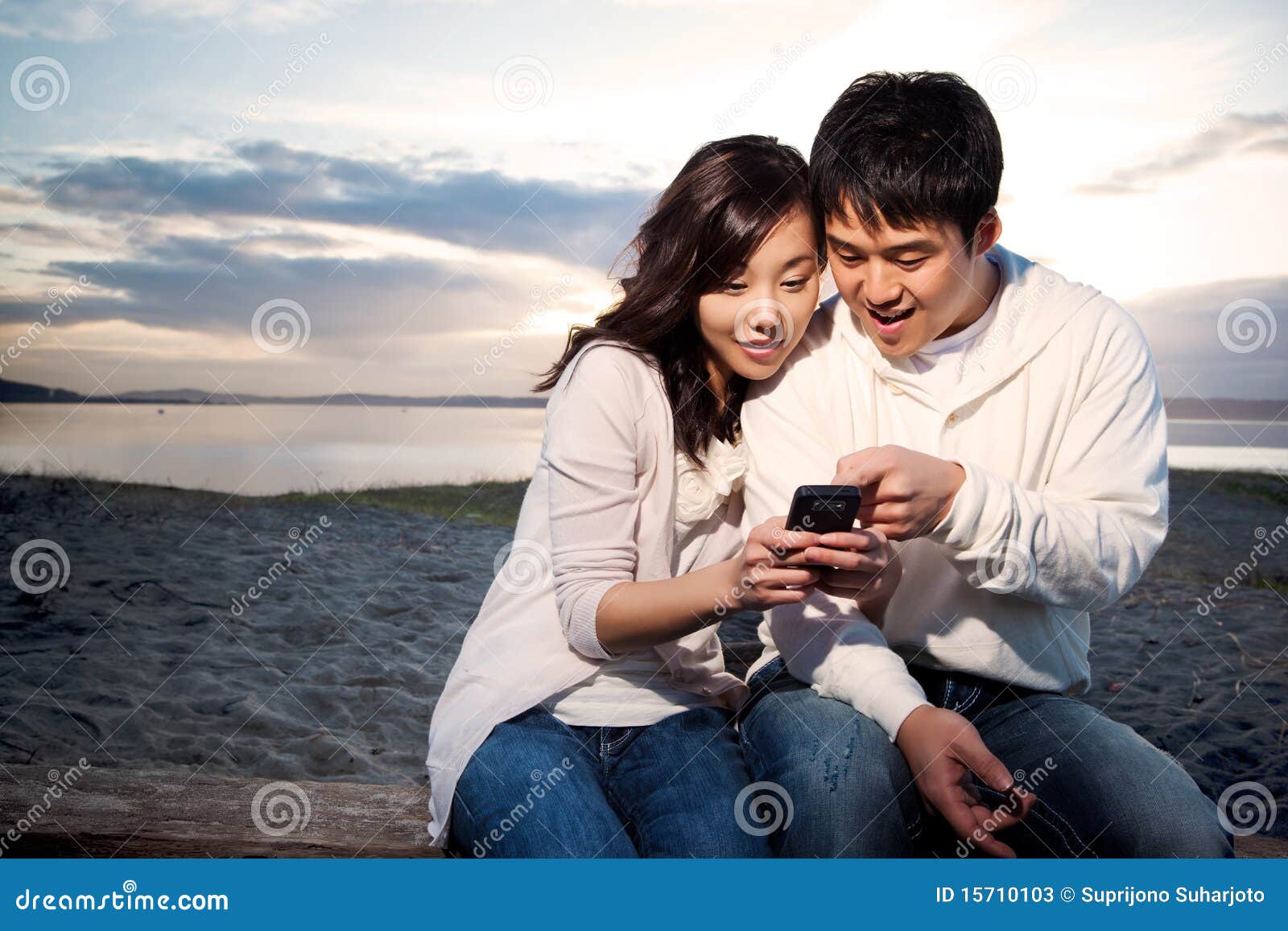 Asian couple texting stock image. Image of love, communication - 15710103