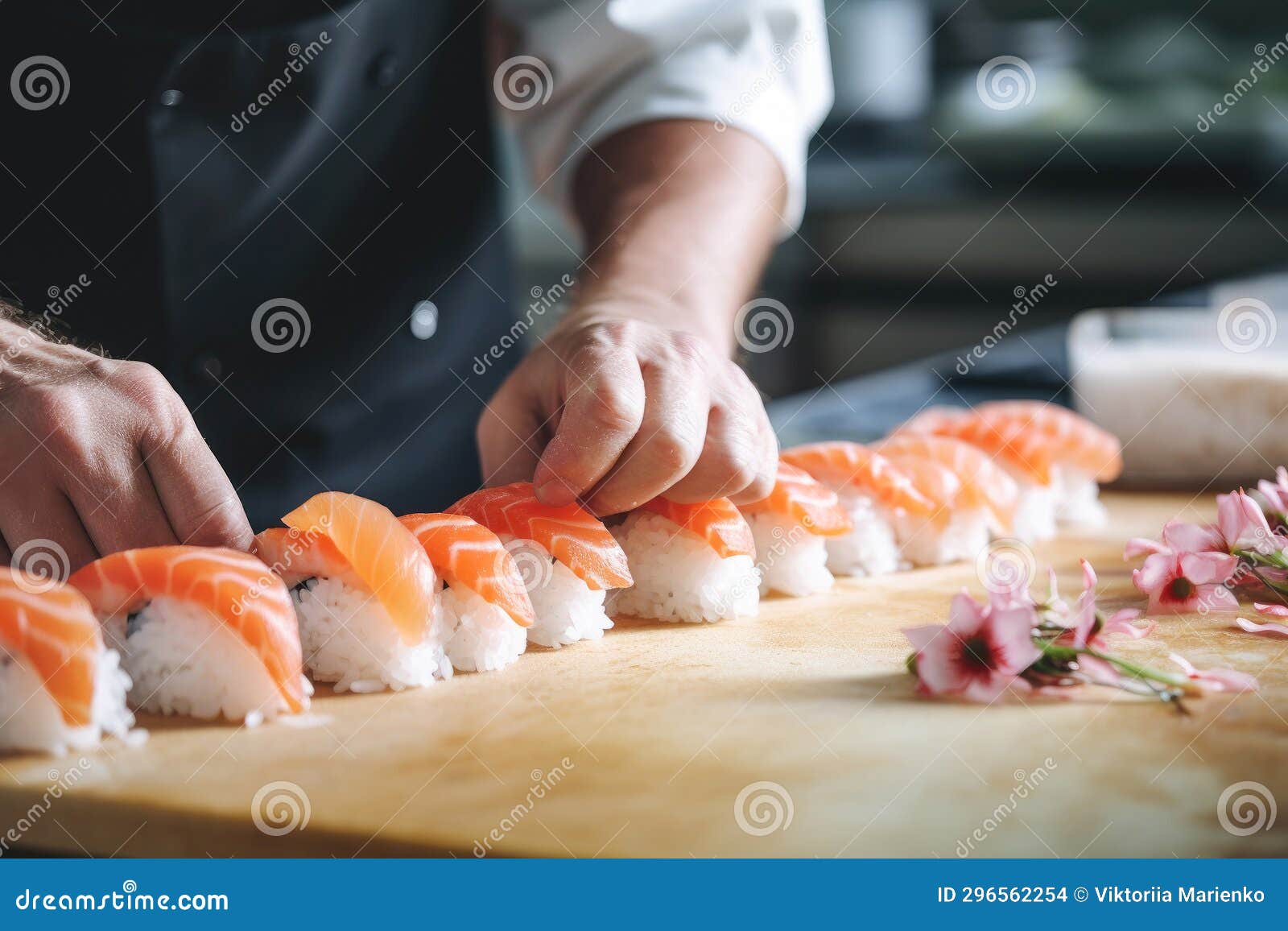 Asian Culinary Excellence: Chef Crafting Fresh Sushi Stock Illustration ...
