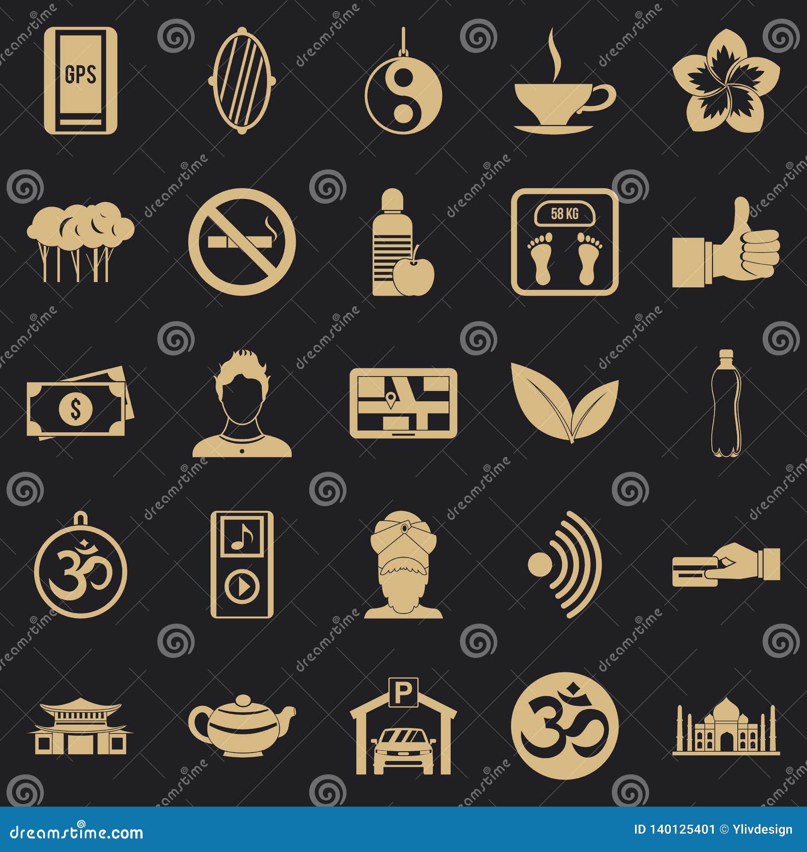 Asian Culture Icons Set, Simple Style Stock Vector - Illustration of ...