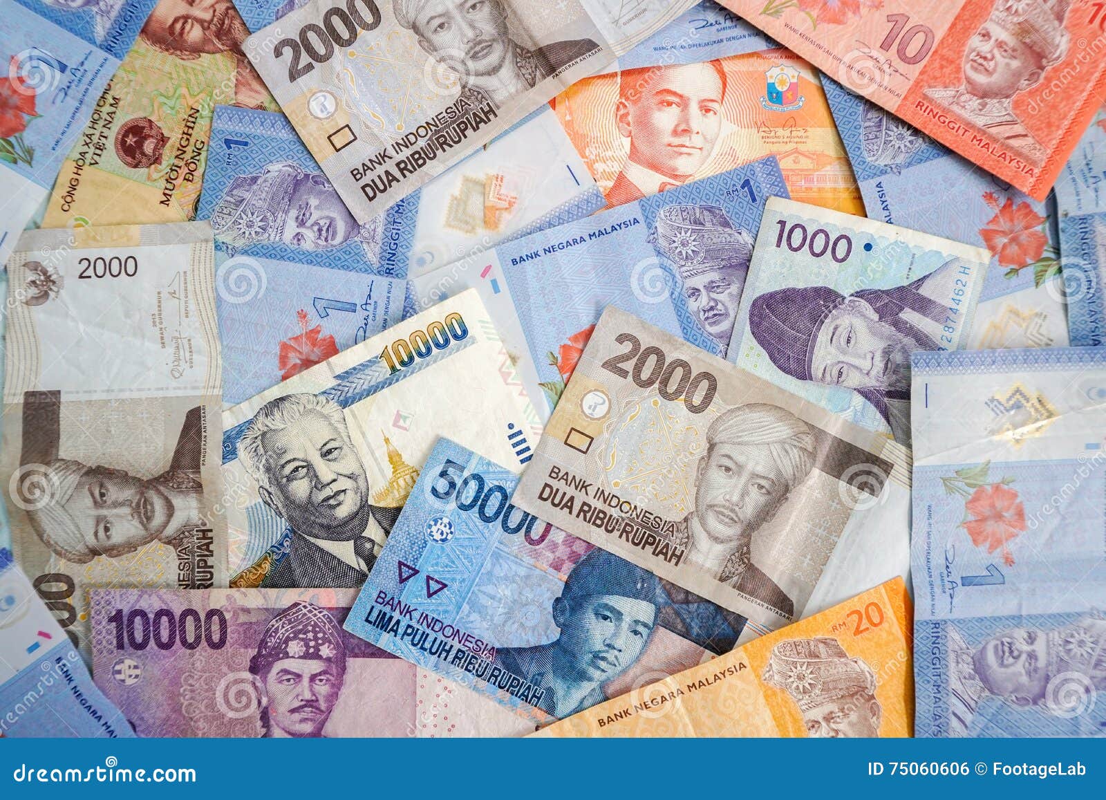 Asian currency banknotes stock photo. Image of economy - 75060606