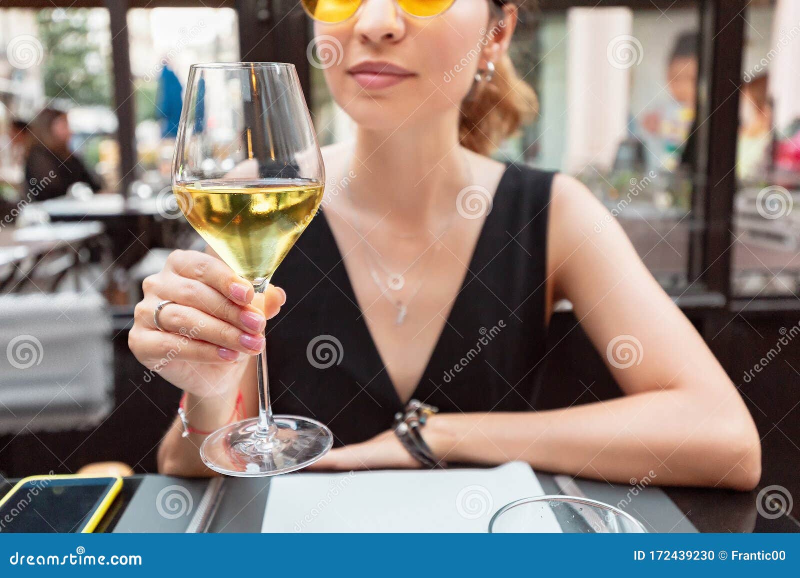 Asian Customer Drinking White Wine Stock Photo - Image of celebration ...