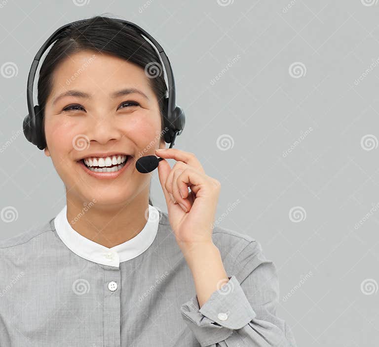 Asian Customer Service Agent with Headset on Stock Photo - Image of ...